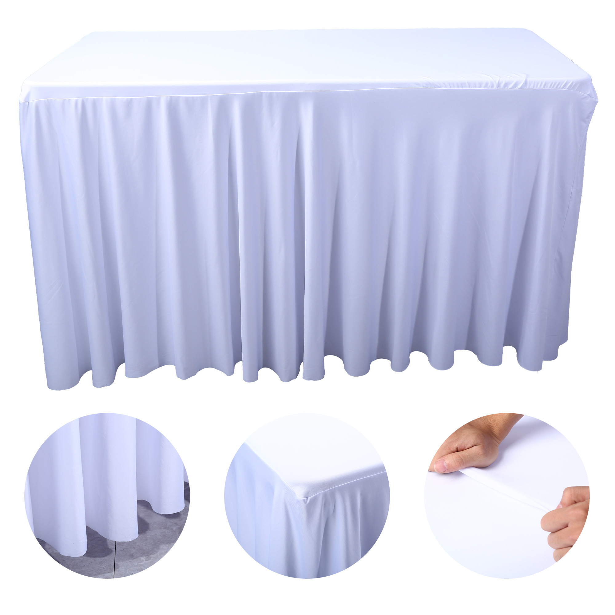 Uralili 4/6/8ft Universal Stretch Spandex Table Cloth for Rectangle ...