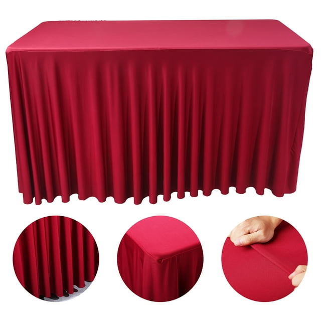 Uralili 4/6/8ft Universal Stretch Spandex Table Cloth for Rectangle ...