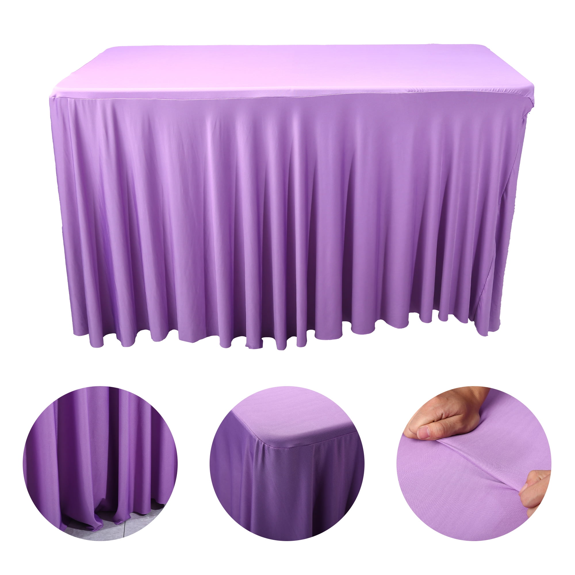 Uralili 4/6/8ft Universal Stretch Spandex Table Cloth for Rectangle ...