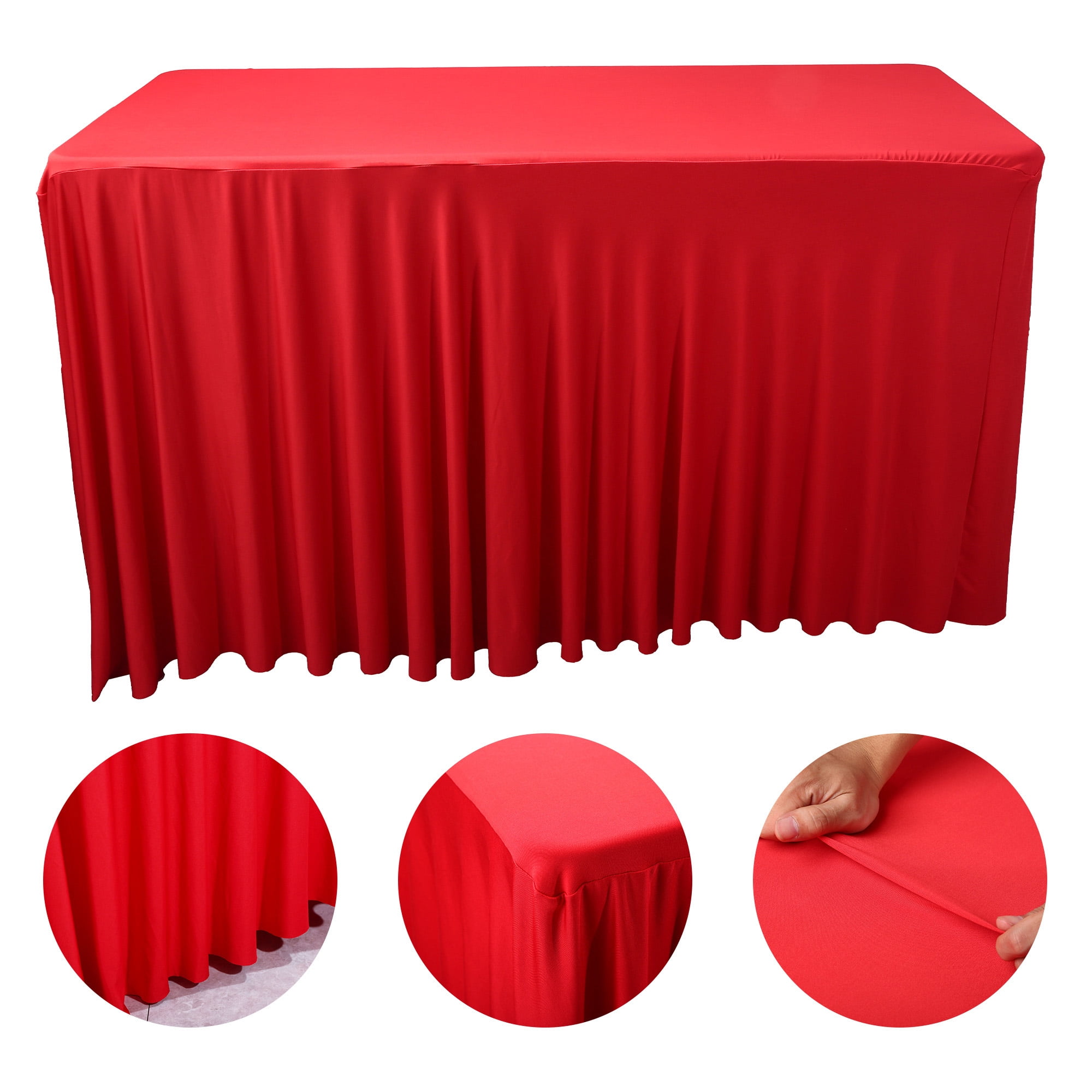 Uralili 4/6/8ft Universal Stretch Spandex Table Cloth for Rectangle ...