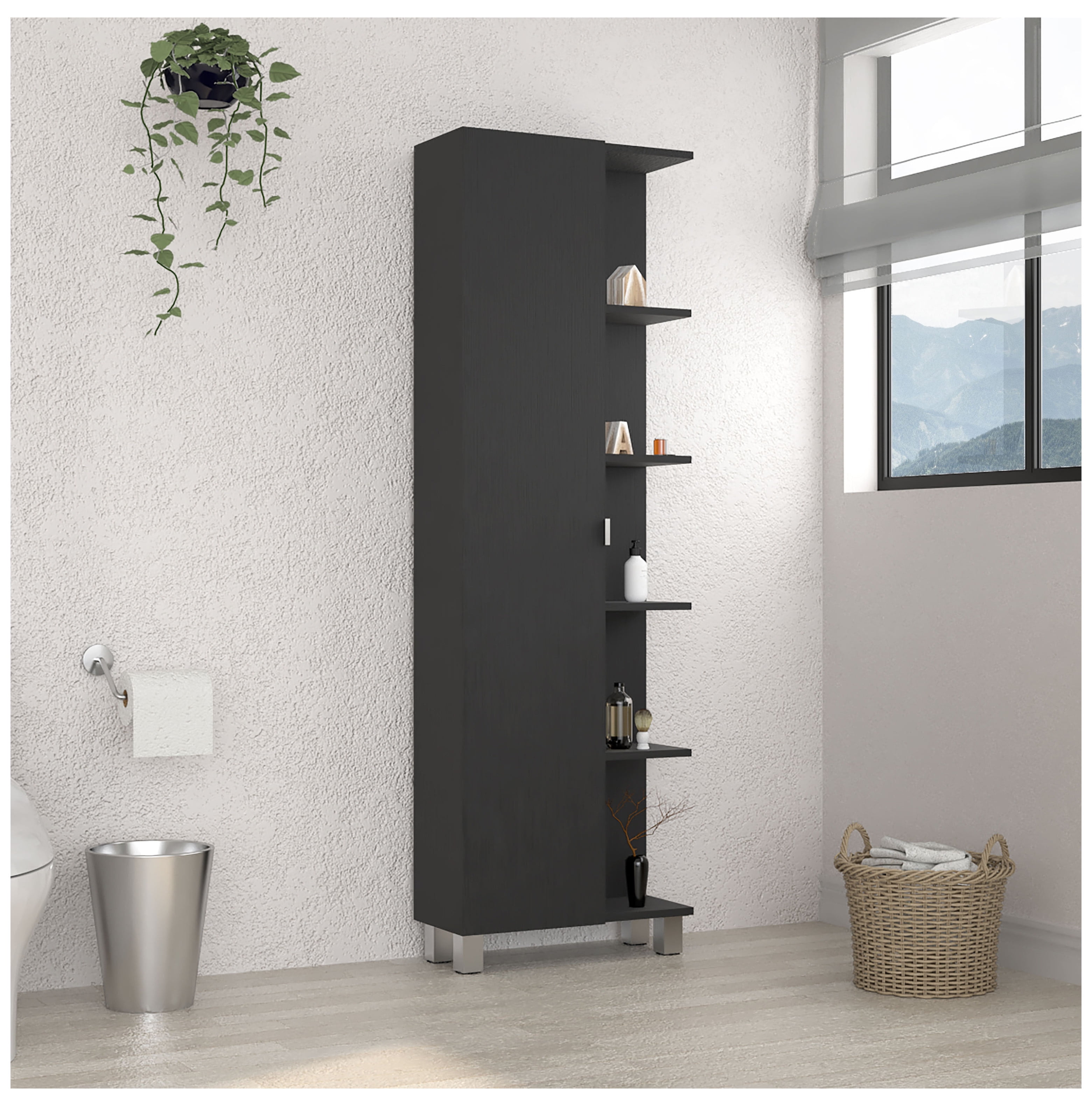 Urano Mirror Linen Cabinet, Four Interior Shelves, Five External ...