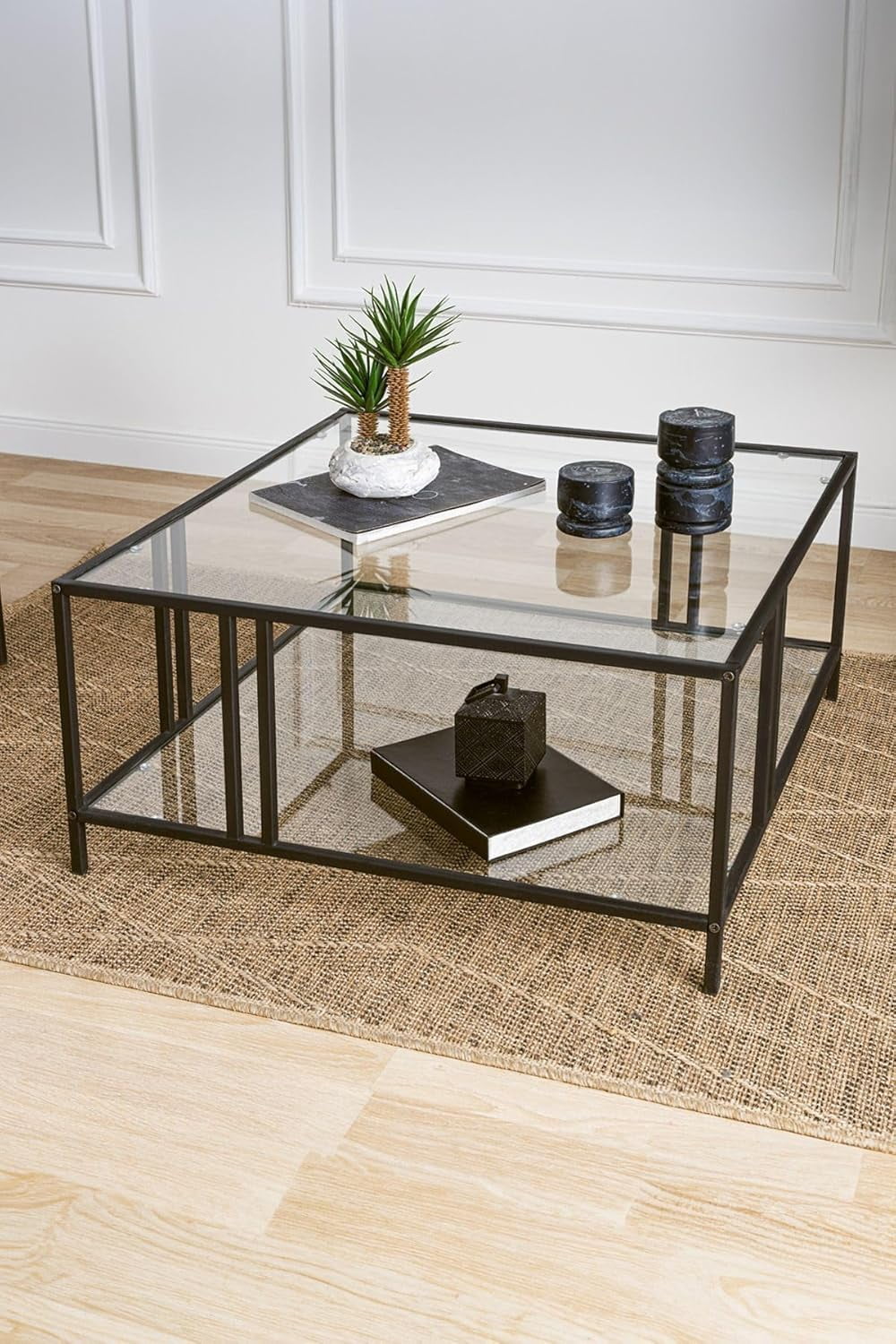 Uranus Coffee Table Black Clear Glass - Walmart.com