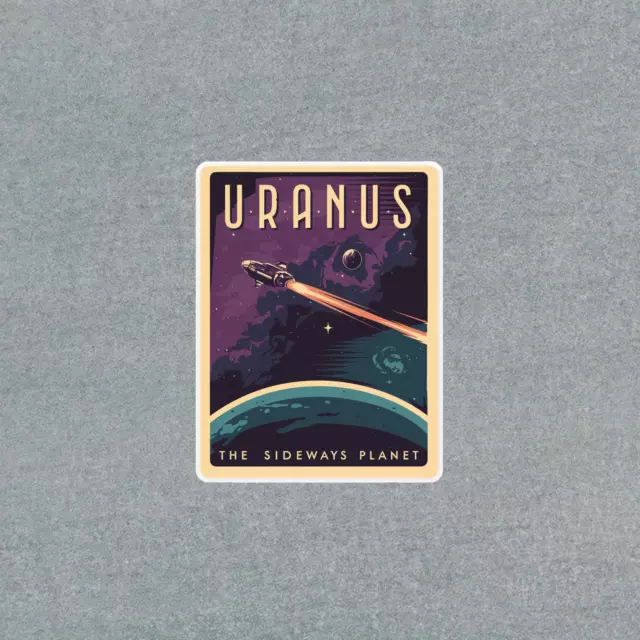 Uranus - The Sideways Planet Retro Space Travel Stickerphone Decal ...
