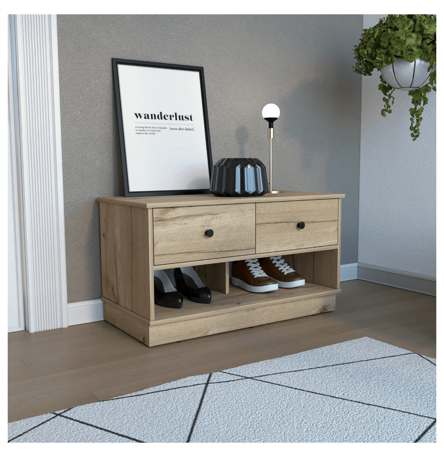 Uranus Storage , Two Drawers, Two Open Shelves, Light Oak Light Oak ...