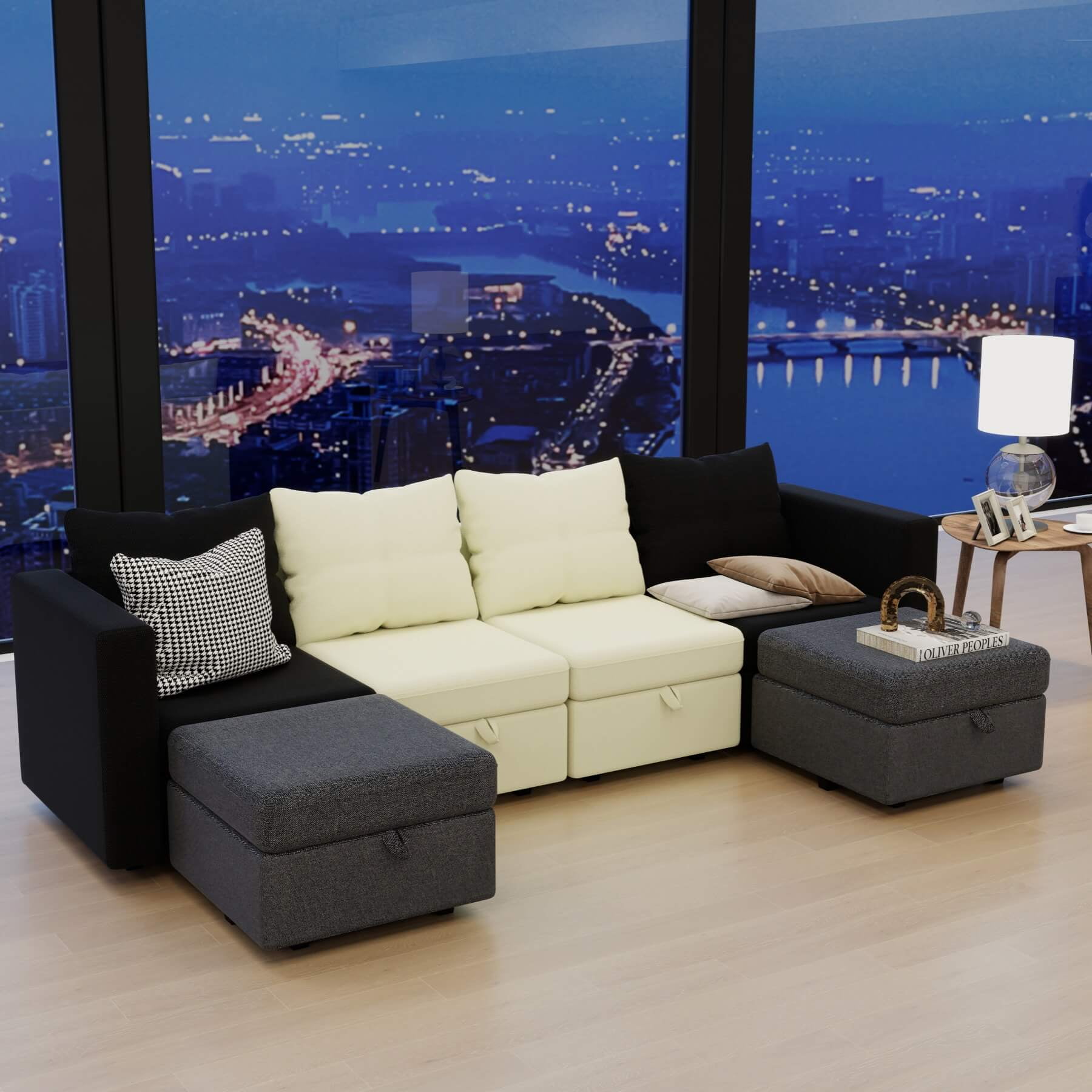 WRR 6 Seater Large Sectional Couches for Living Room, Sectional Sofas ...