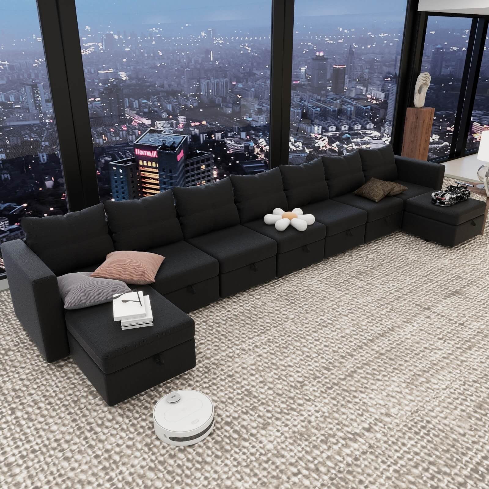 WRR Modular Sectional Sofa with Ottoman Sofa Sectionals Comfy Sofa ...