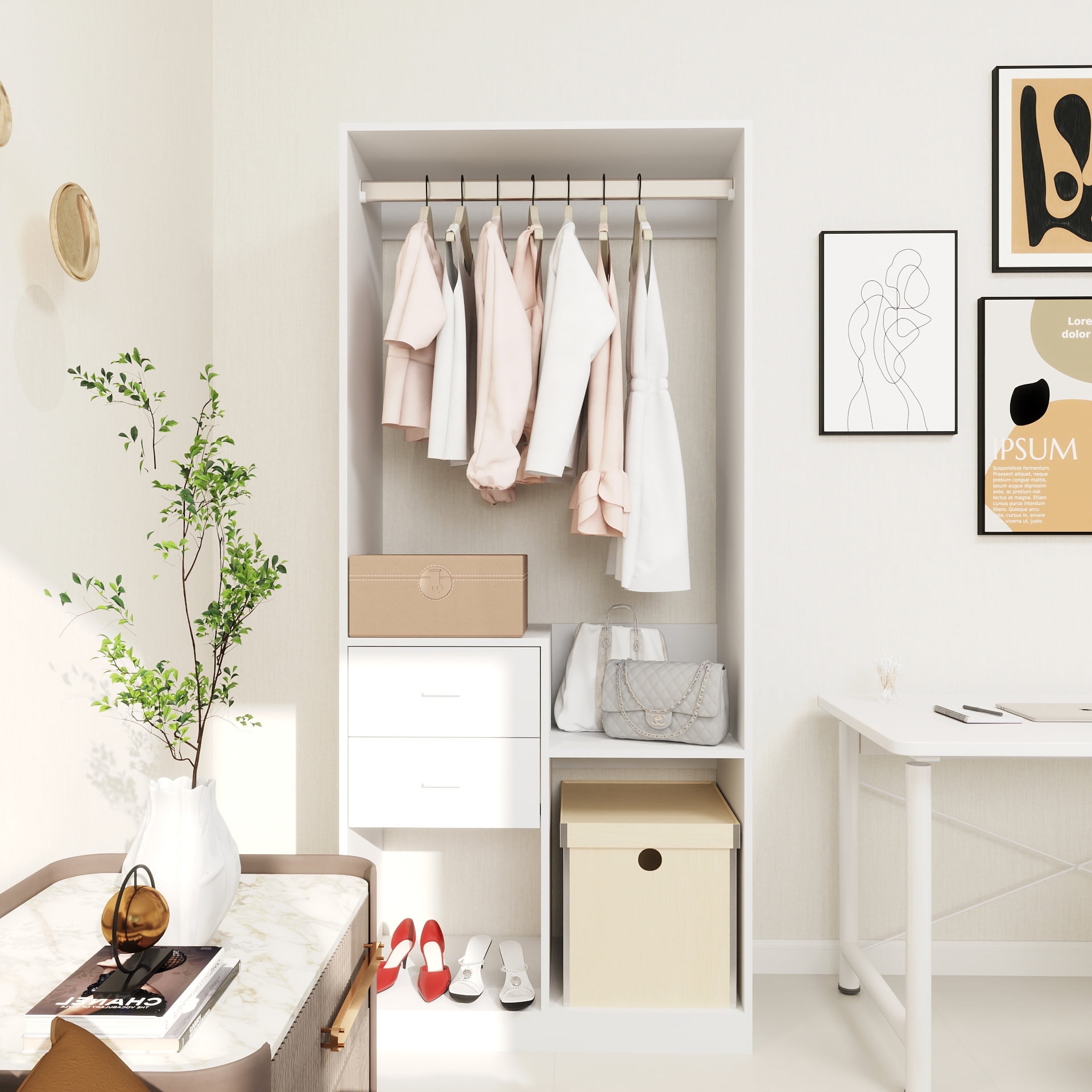 UrbEleg Large Capacity Walk-in Closet Organizer, Modern Wood Armoire ...