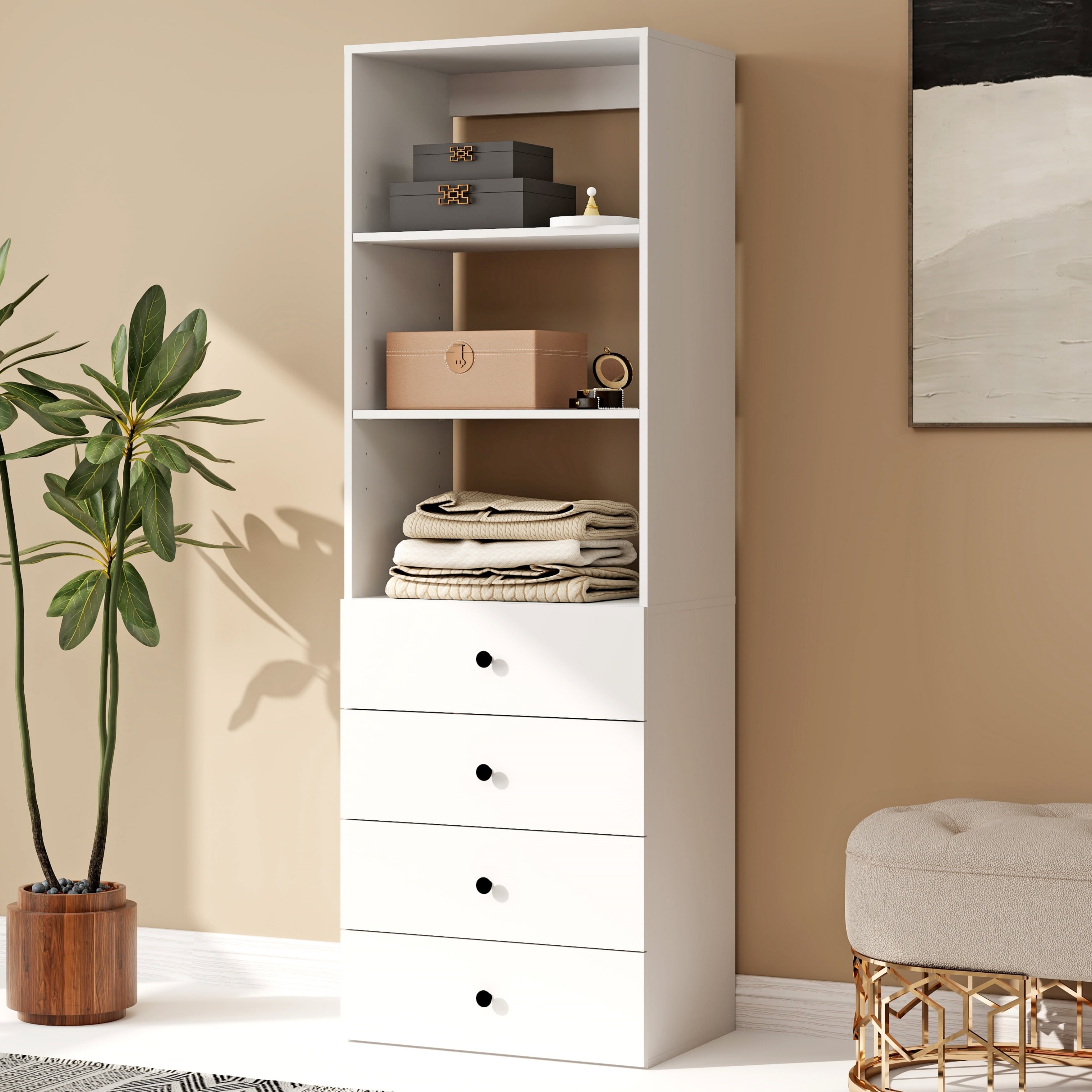 UrbEleg Modular Closet System: 4 Drawers Walk-in Closet System Built in ...