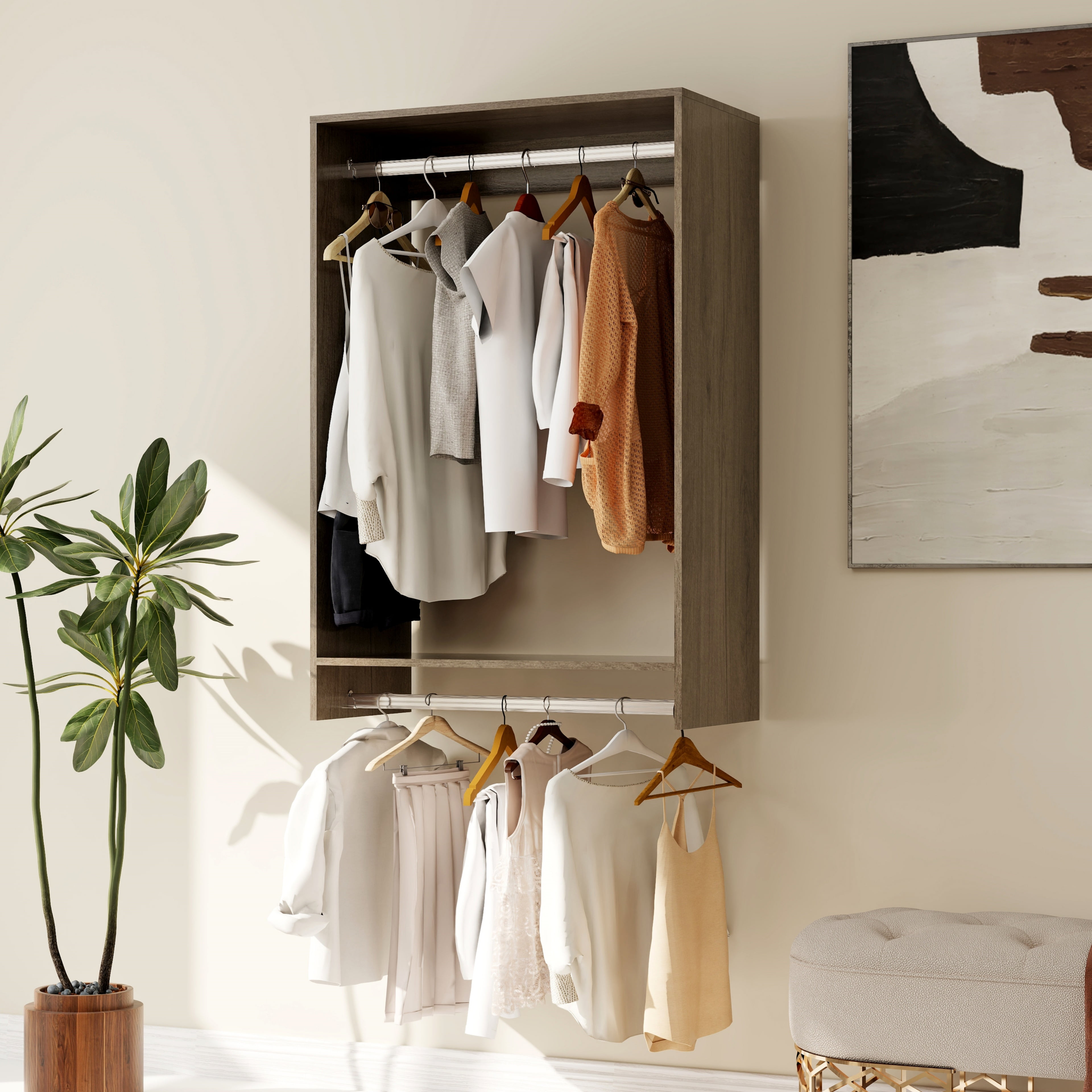 UrbEleg Modular Closet System: Walk-in Closet with 2 Hangingrods for ...