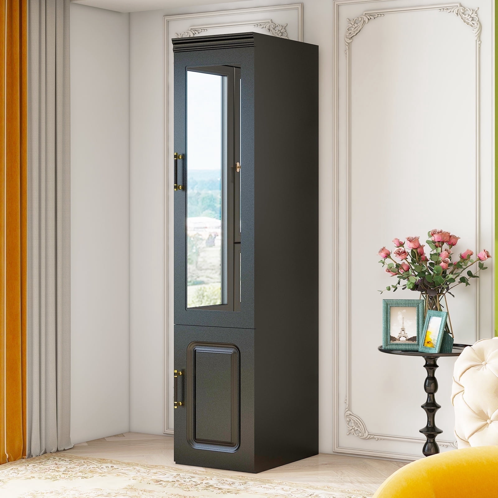 UrbEleg Wardrobe Armoire Closet with Drawers, Modern Black Freestanding ...