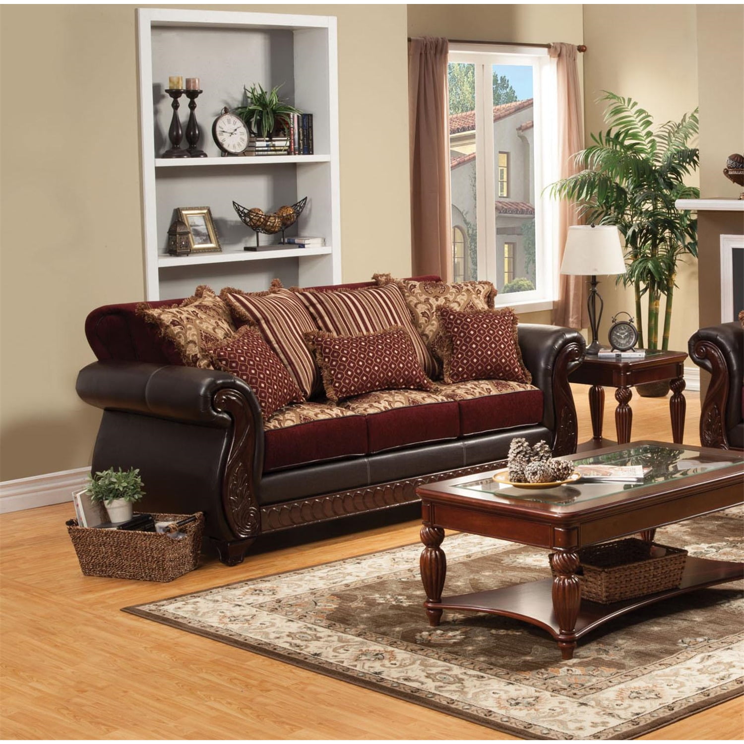 Urbal Furnishings Rigby Sofa-Color:Burgundy - Walmart.com