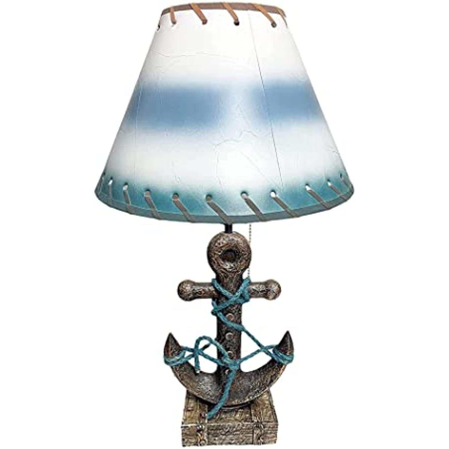 Urbalabs Nautical Anchor Ship Wheel Table Lamp for Living Room, Bedroom ...