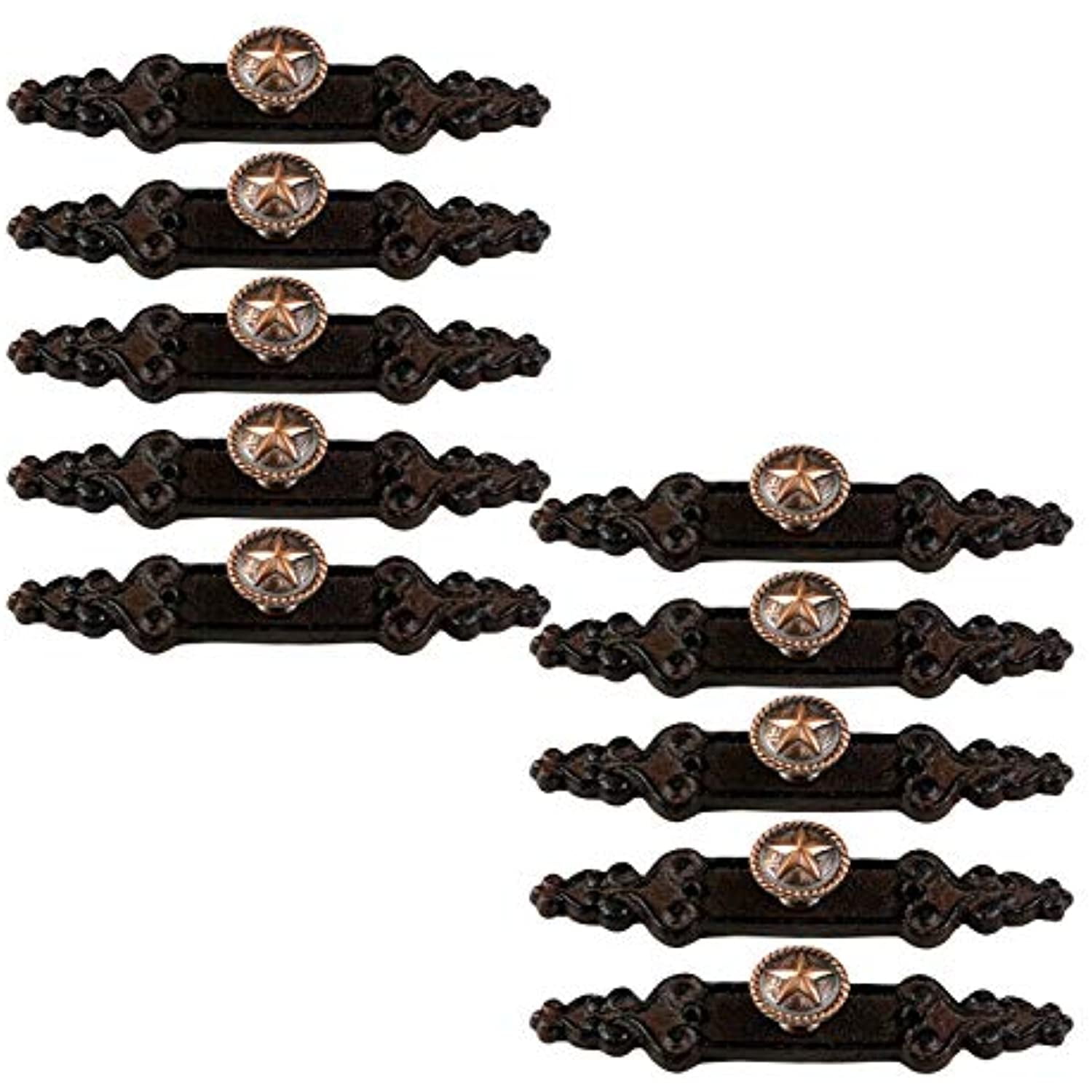 Urbalabs Cast Iron Braided Copper Concho Star Knobs Kitchen Cabinet ...