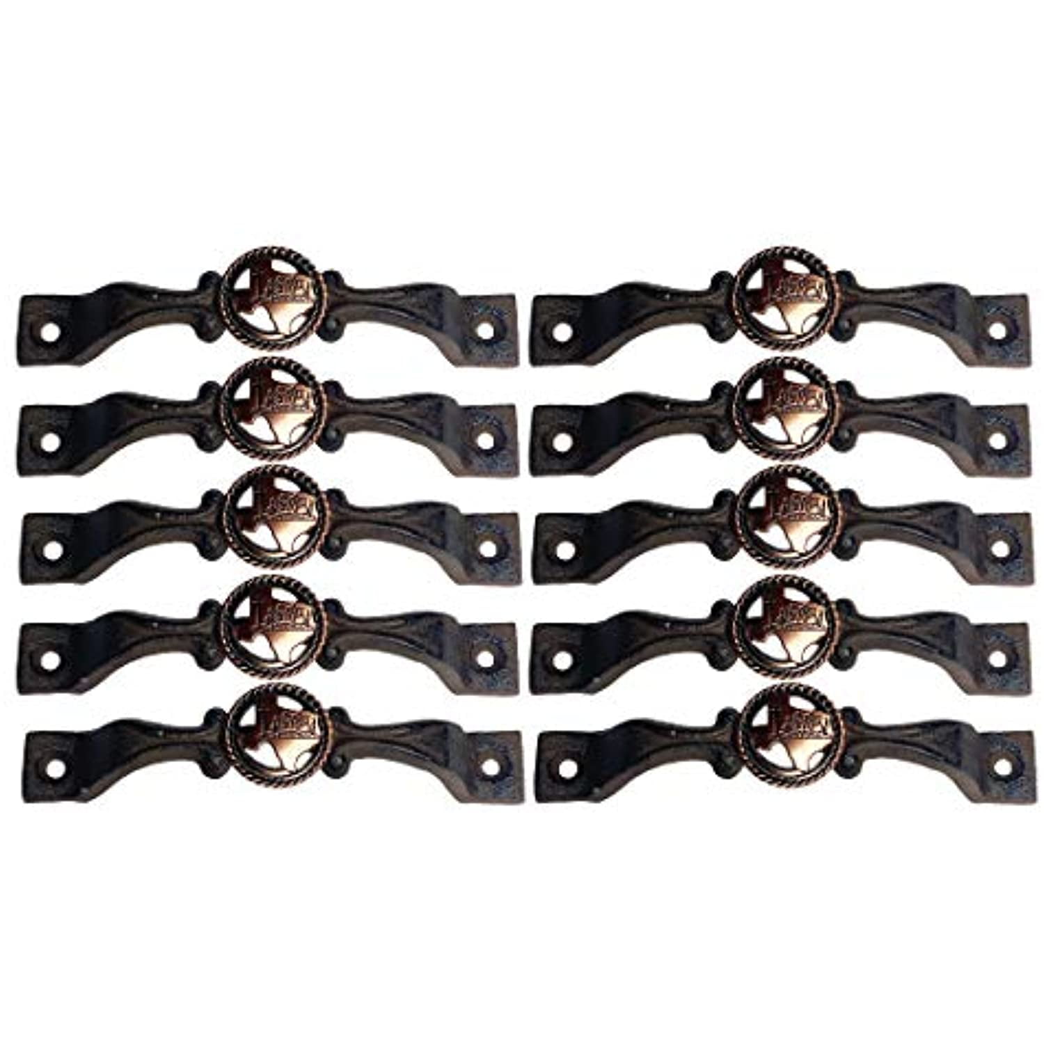 Urbalabs Cast Iron Kitchen Cabinet Handles and Drawer Pulls State of Texas Concho Cross and Star ...
