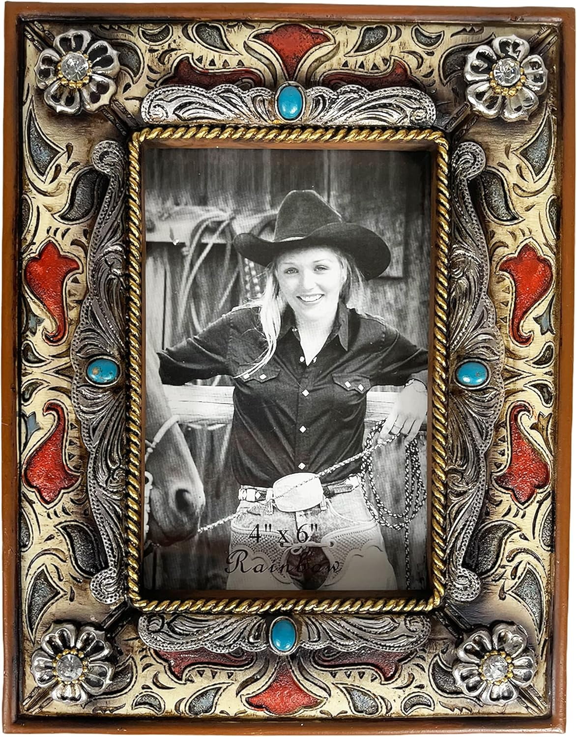 Urbalabs Cowboy Fancy Red and Gem Western Decor Picture Frame 4 x 6 ...