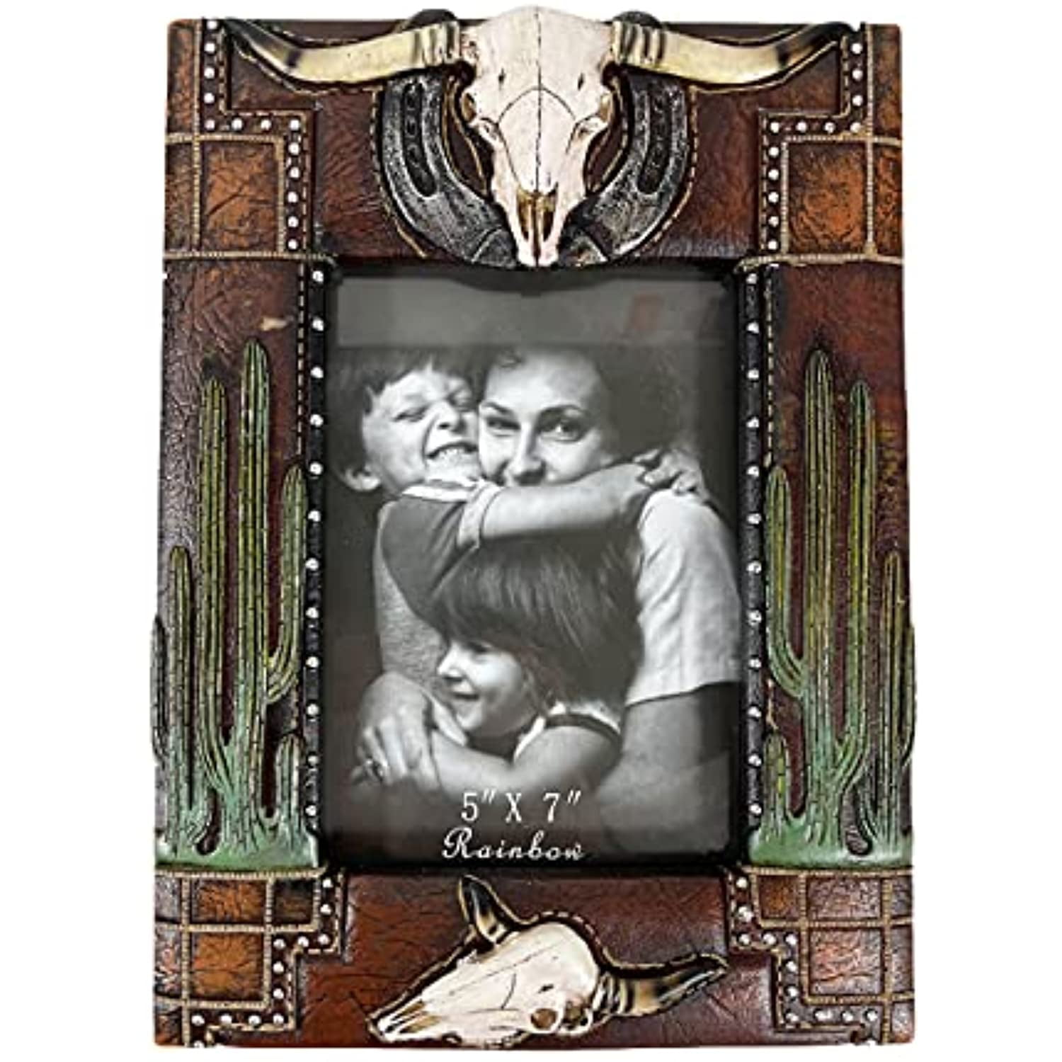 Urbalabs Cowboy Longhorn Cactus Horseshoe Western Decor Picture Frame 5 ...