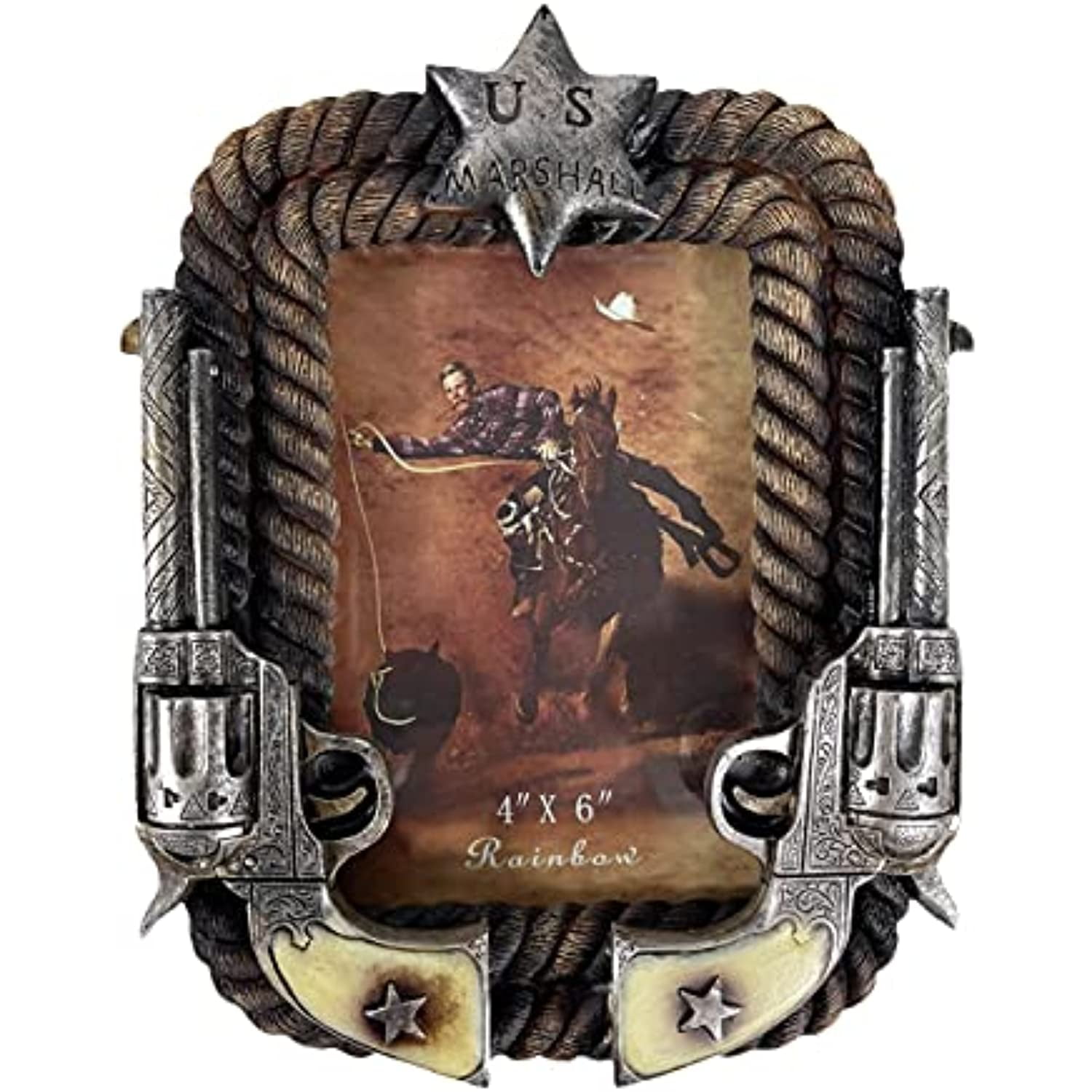 Urbalabs Cowboy Marshal Roper Six Shooter Western Decor Picture Frame 4 ...
