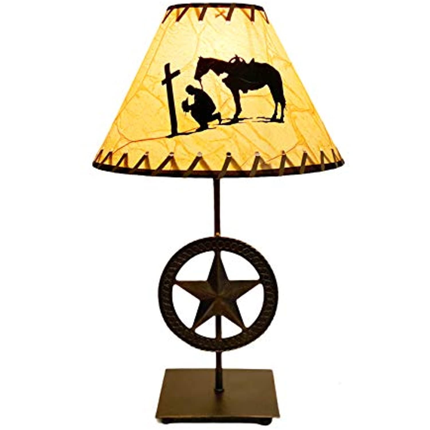 Urbalabs Cowboy Praying with Cross Western Star End Table Lights for ...
