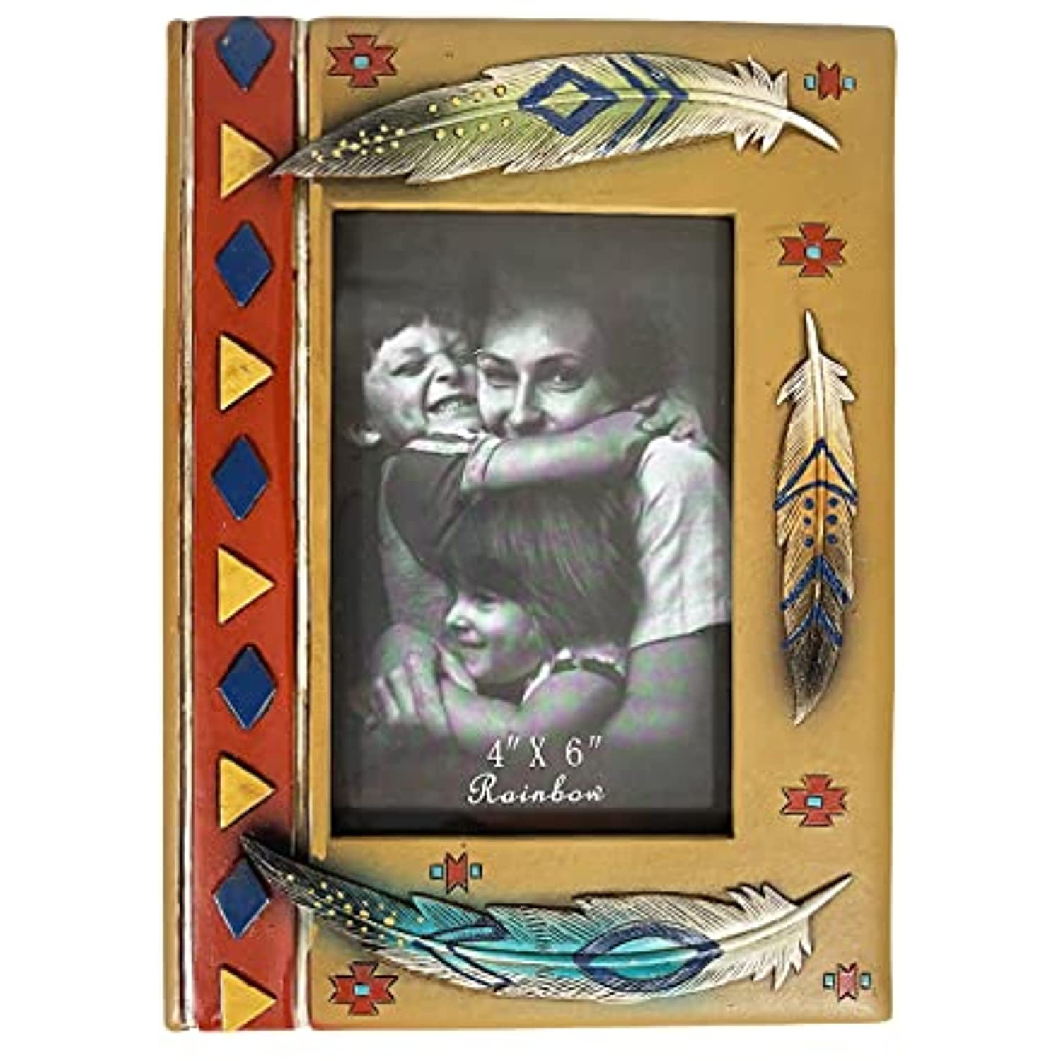 Urbalabs Cowboy Southwest Feathers Rustic Western Decor Picture Frame 4 ...