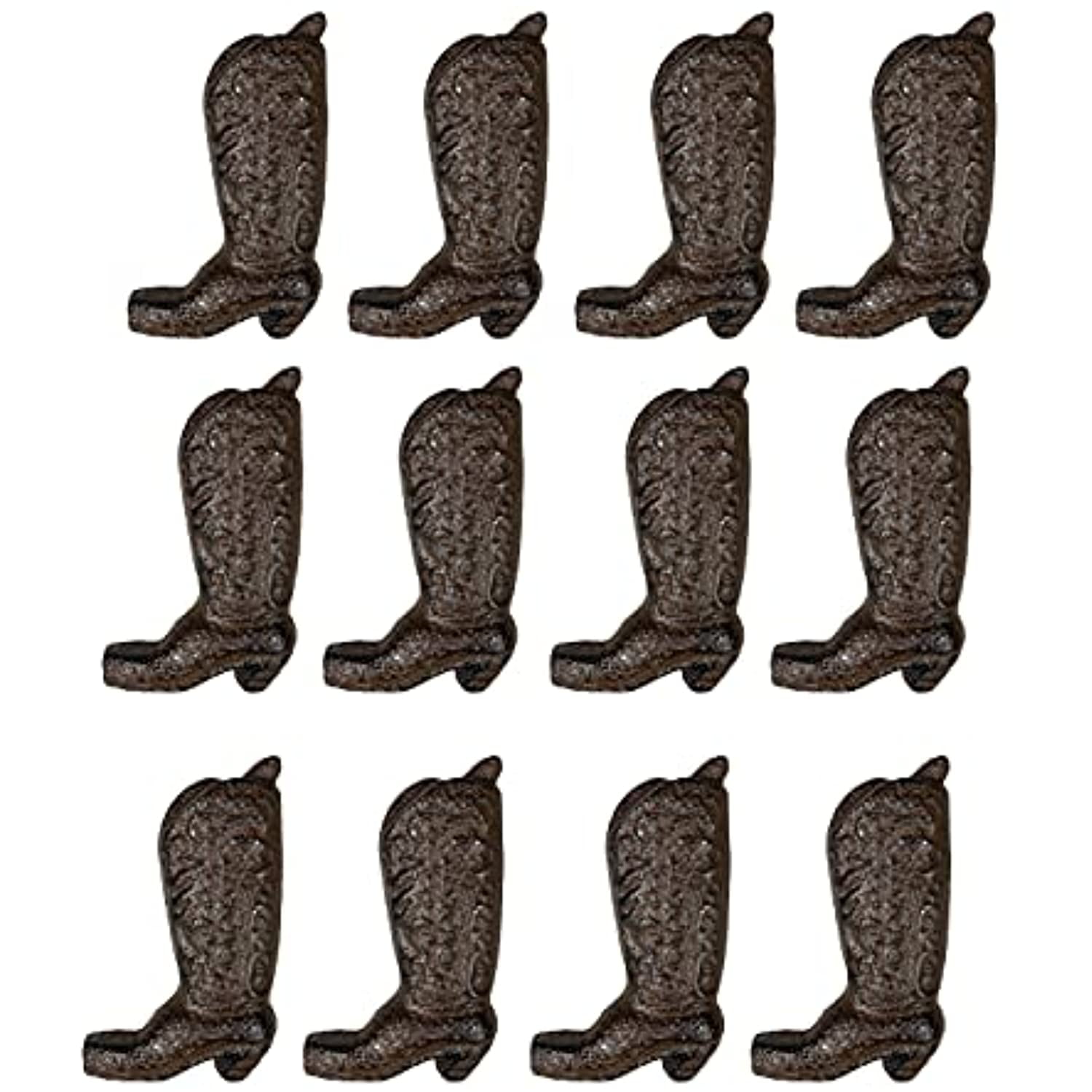 Urbalabs Cowboy Western Floral Boots Cast Iron Kitchen Cabinet Rustic Brown Western Boot Cabinet ...