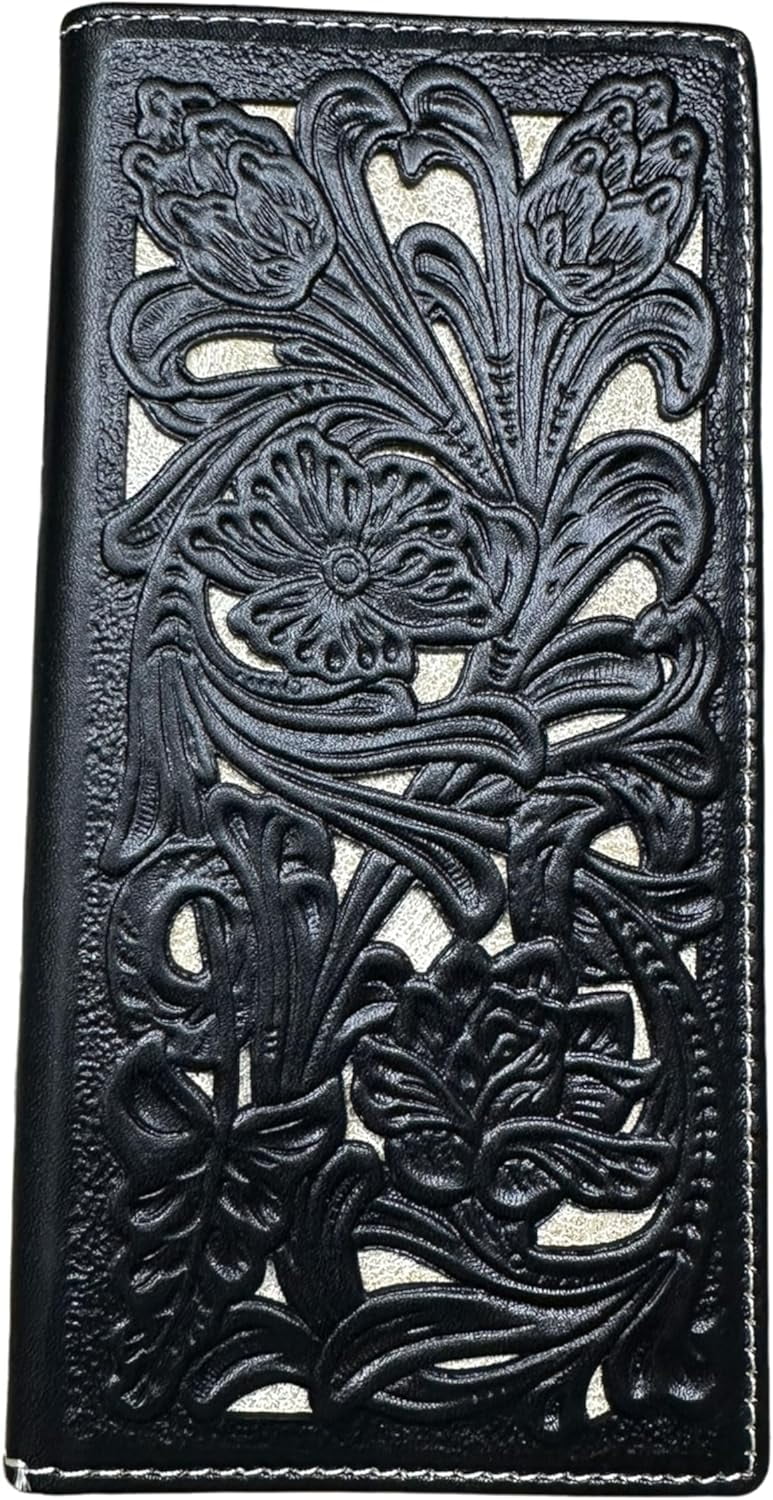 Urbalabs Leather Long Wallet Classic Floral Cutout Soft Leather ...