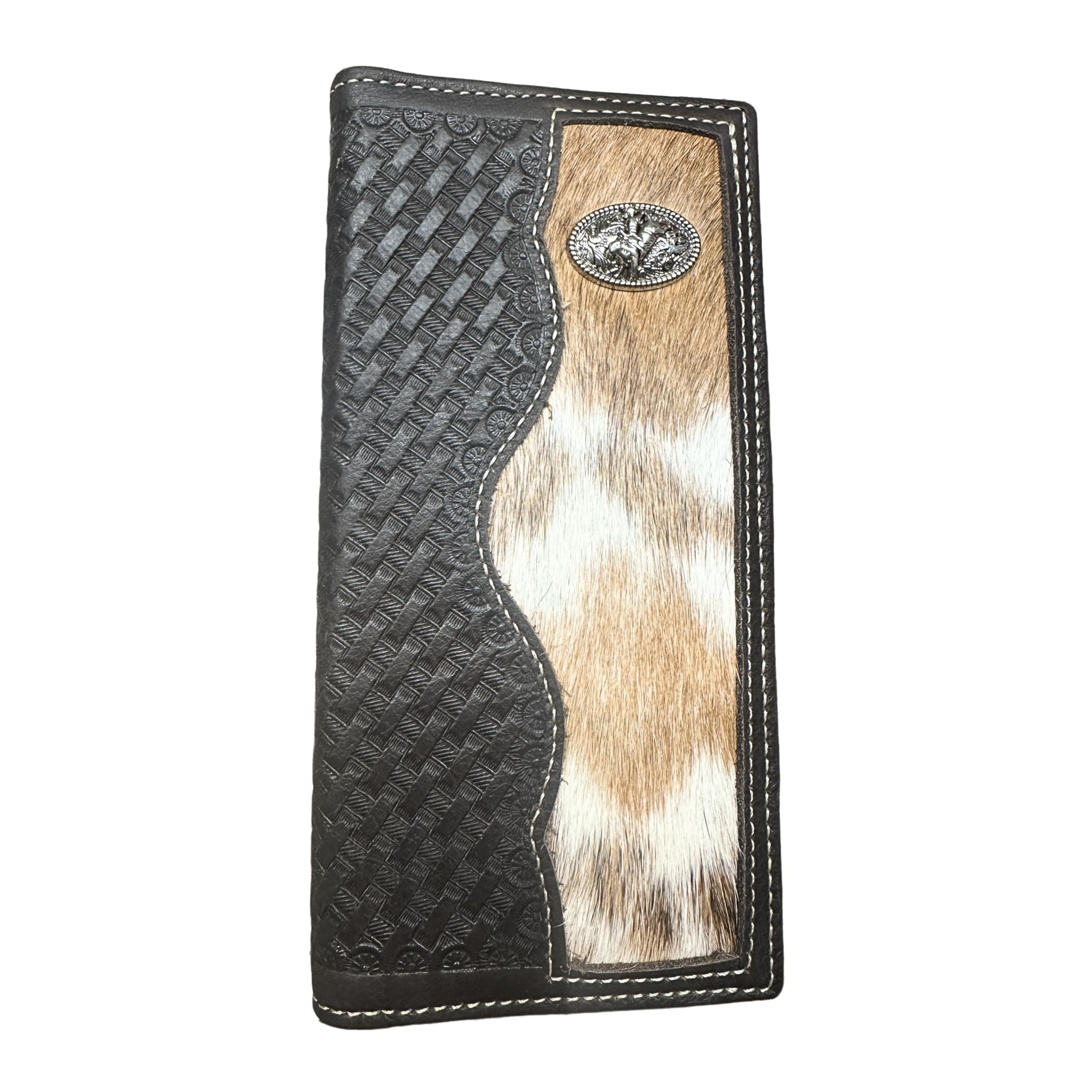 Urbalabs Mens Long Wallet Basketweave Coffee Leather Soft Leather Cow ...