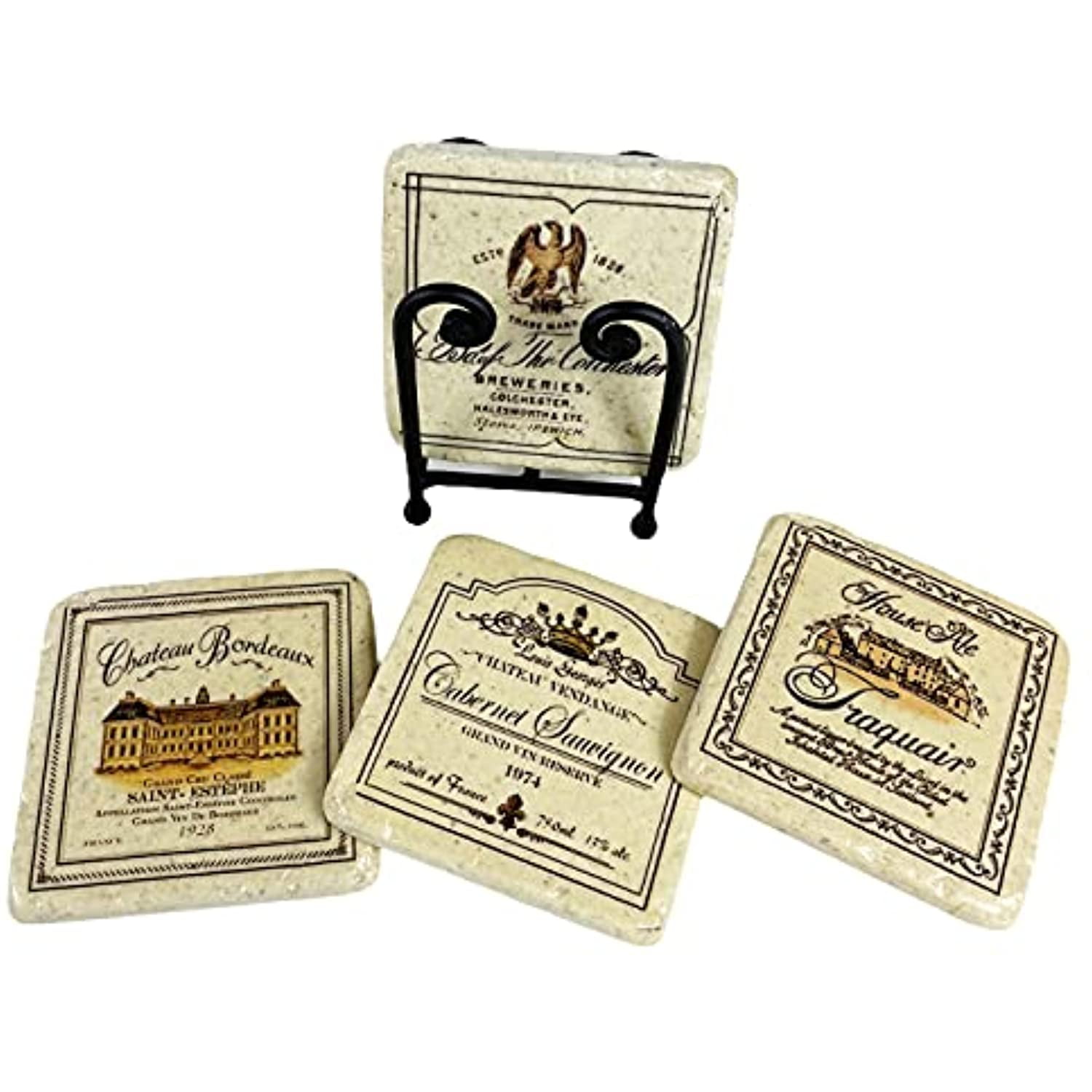 Urbalabs Rustic Vintage Drink Table Coasters 5 Pcs Square Coasters Gift ...