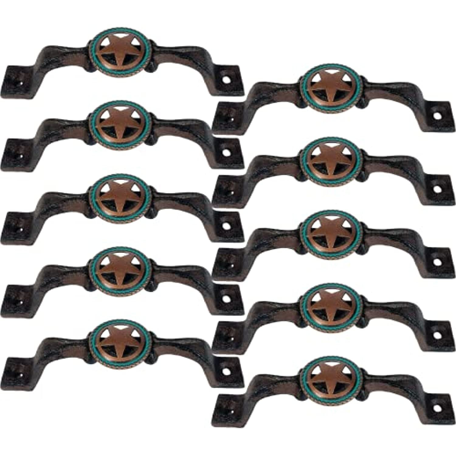 Urbalabs Teal Star Cutout Cast Iron Kitchen Cabinet Handles and Drawer ...