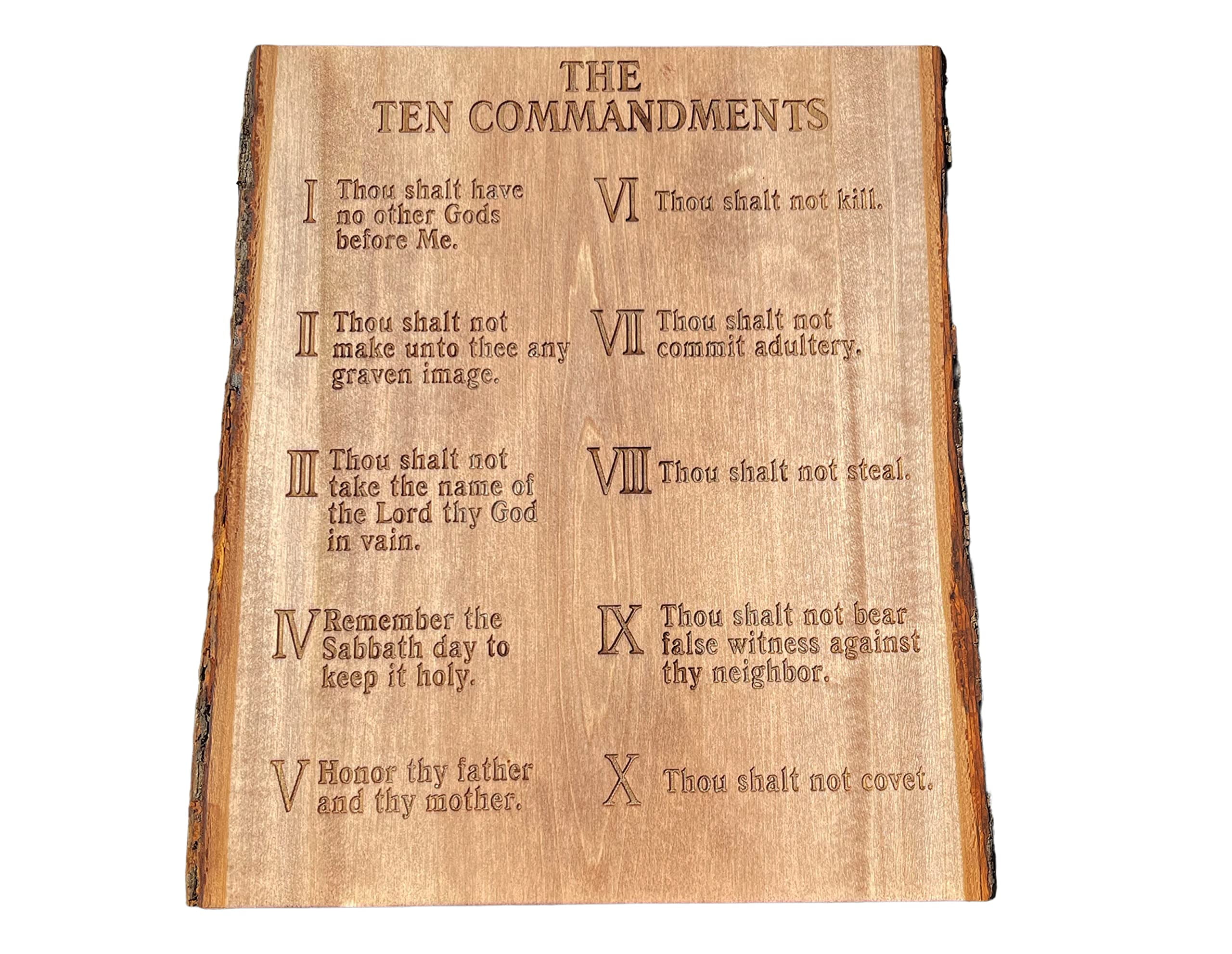 Urbalabs The Ten Commandment Tablets Laser Engraved Wall Plaques 16 Inch Pine Rustic Wood Ten ...