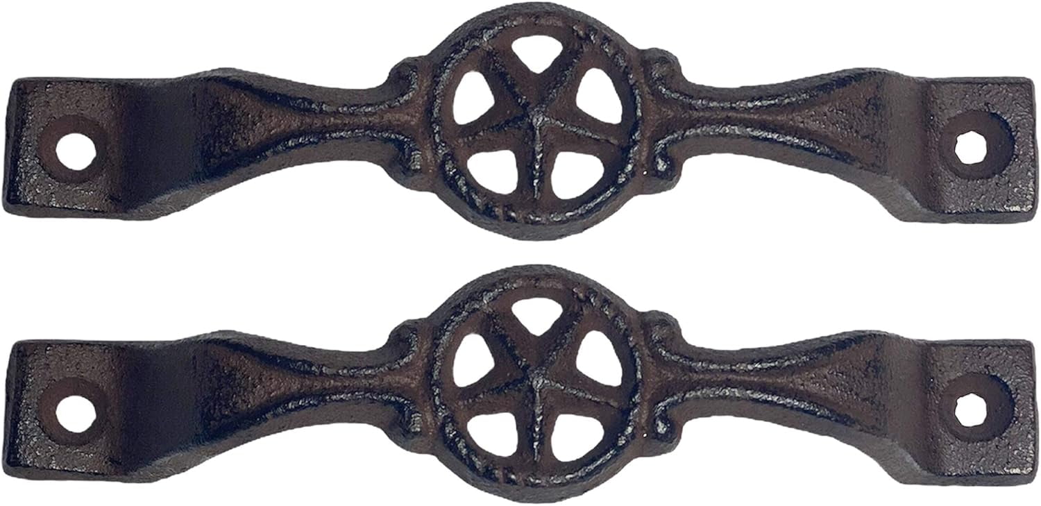 Urbalabs Vintage Star Cast Iron Kitchen Cabinet Handles and Drawer Pulls Antique Barn Style ...