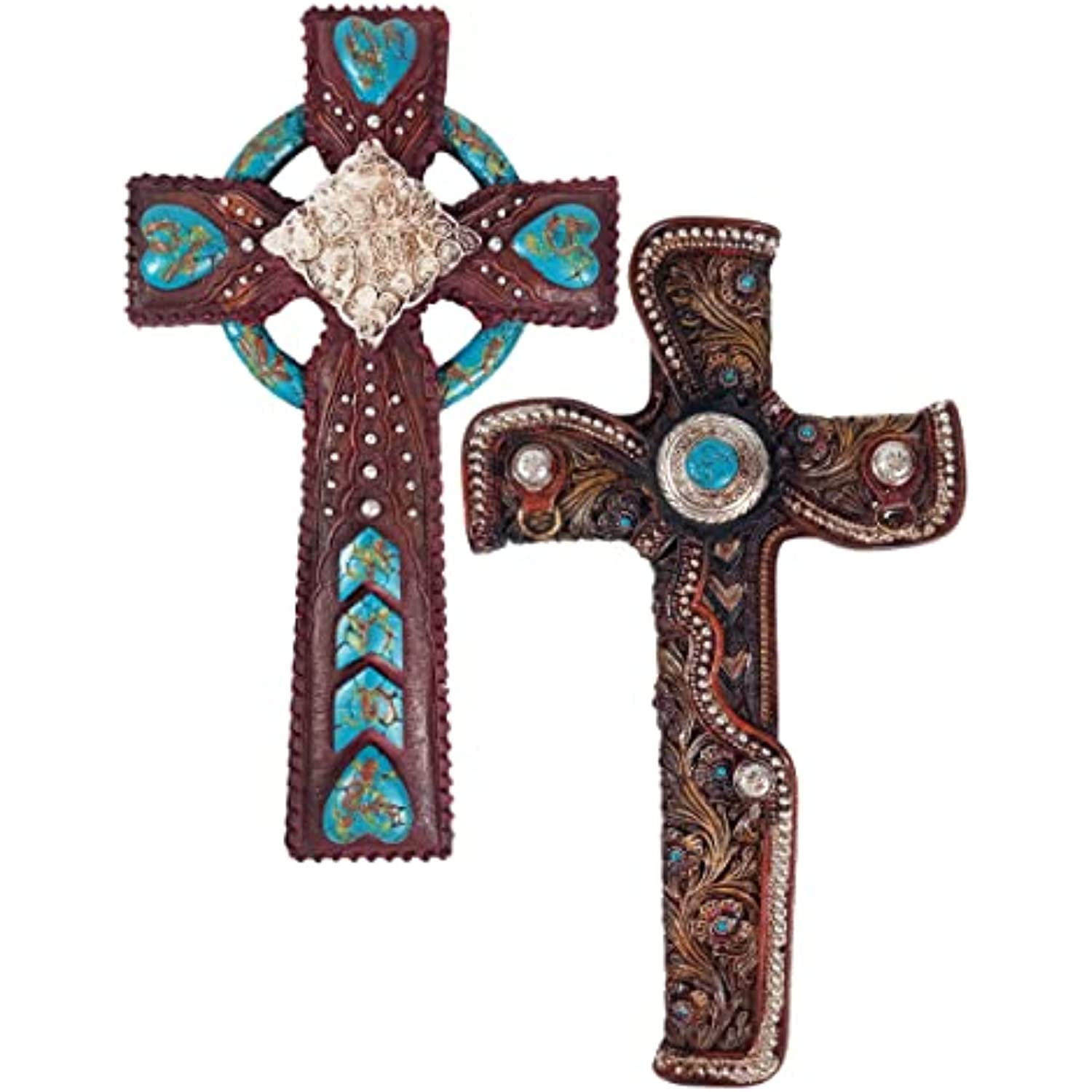 Urbalabs Western 10 Inch 2 Pack Cowboy Concho Teal Stone Heart Floral ...