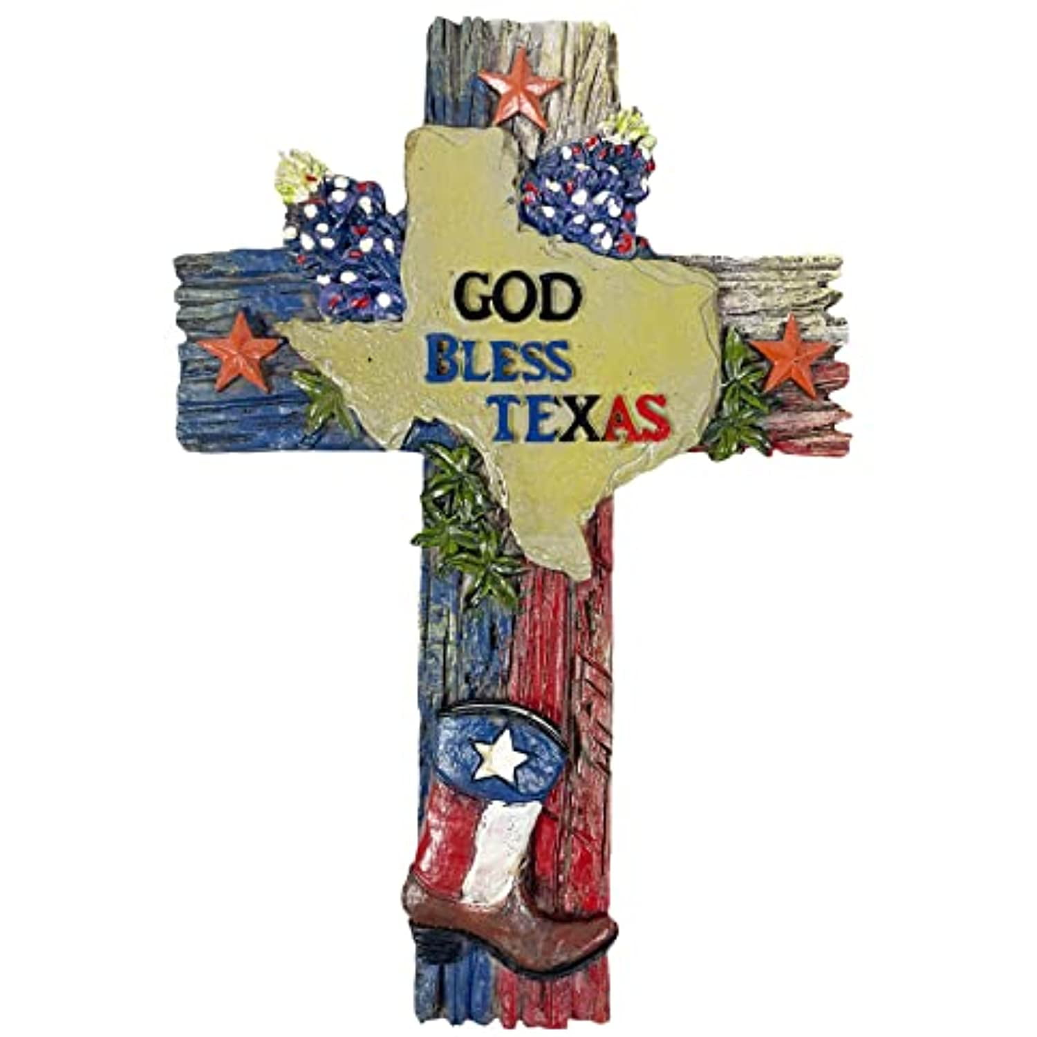 Urbalabs Western 11.5 Inch Wall Cross God Bless Texas Boot Flag and ...