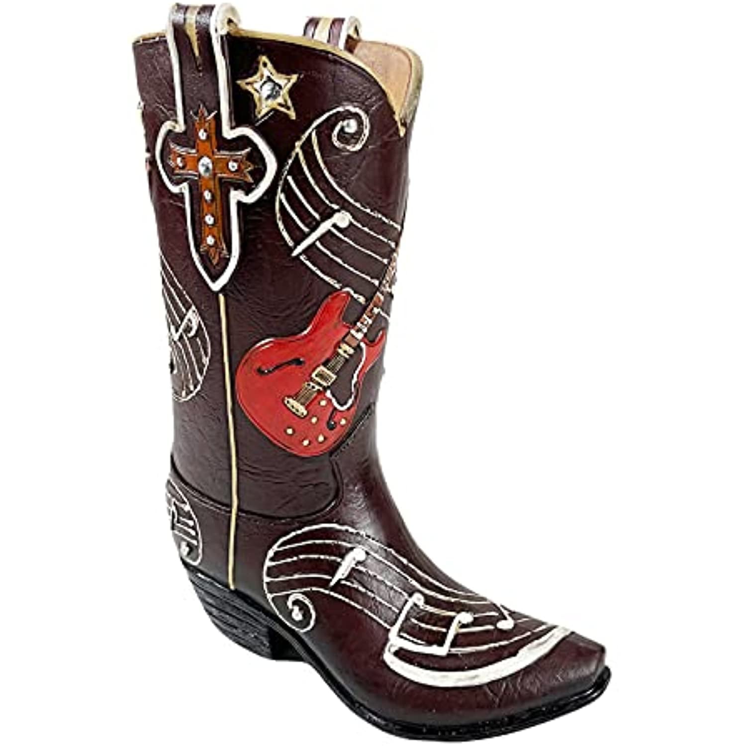 Urbalabs Western Cowboy Boot Music Lover and Music Note Musician Flower ...