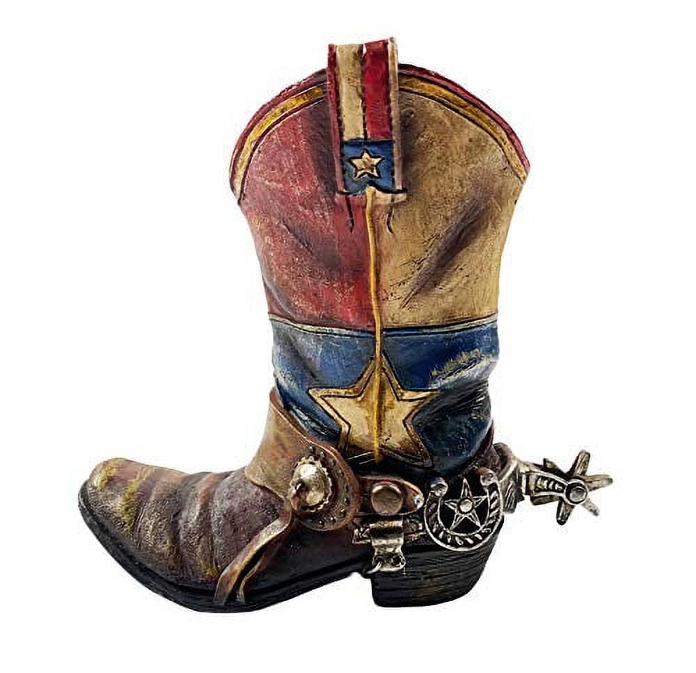 Urbalabs Western Cowboy Boot Texas Flag Flower Vase Distressed Look ...