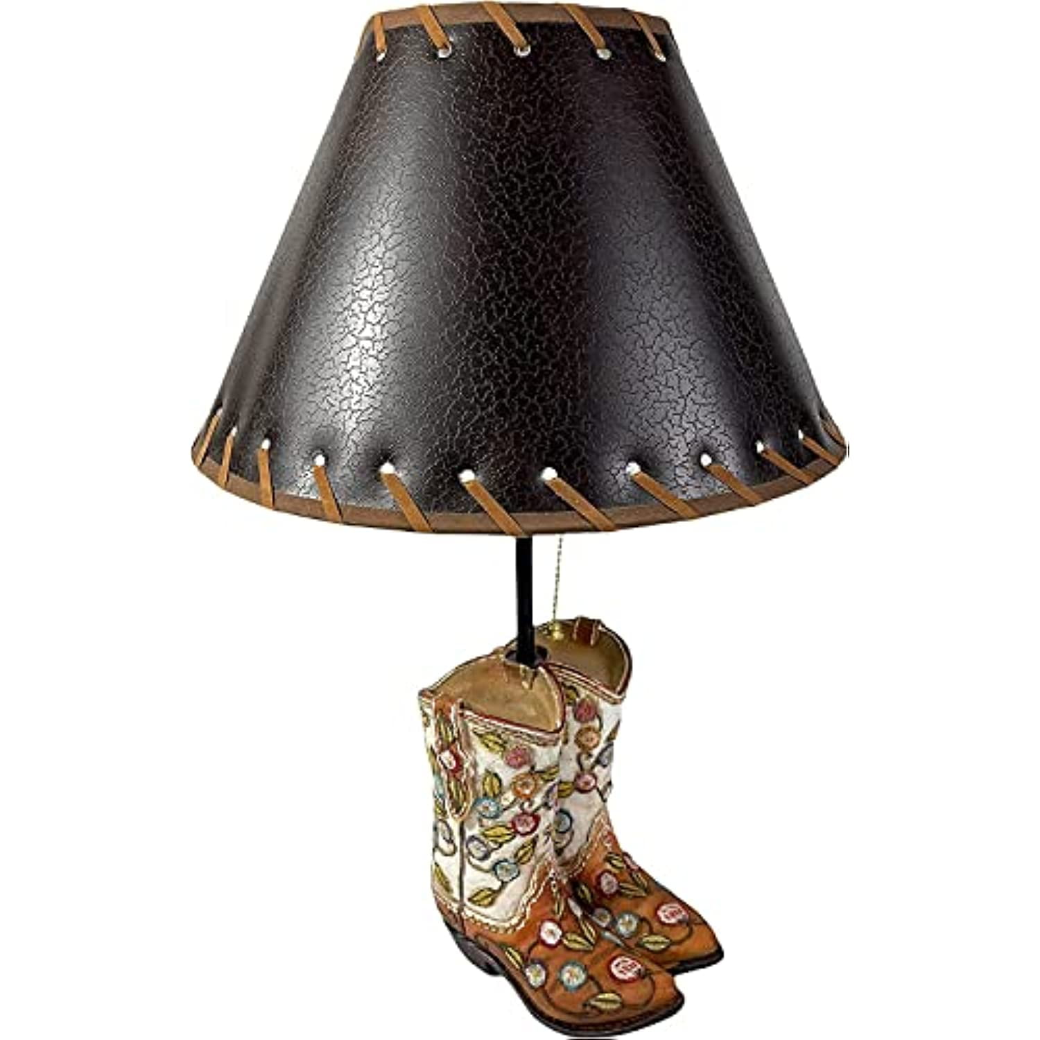 Urbalabs Western Cowboy Floral Double Boot Roper End Table Standing ...