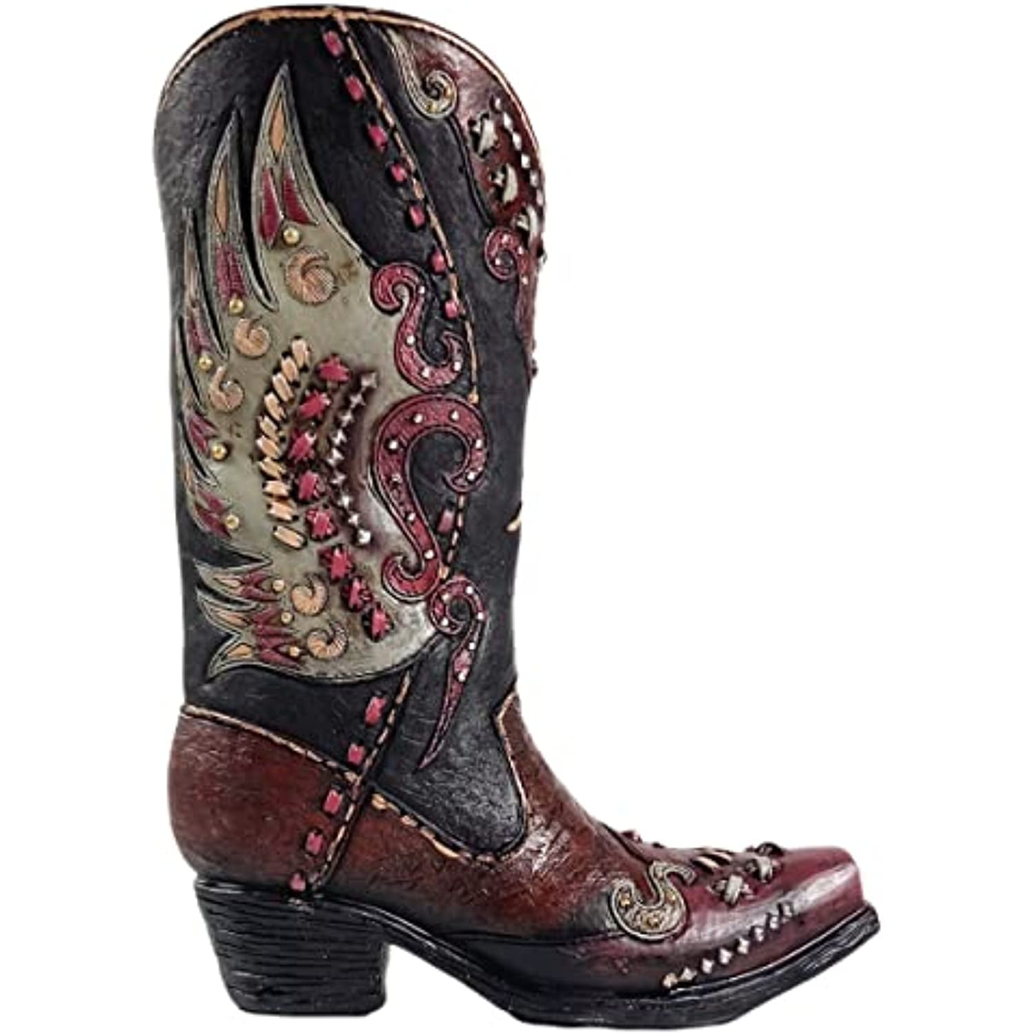 Urbalabs Western Cowgirl Boot Vase 8 Inch Wings Silver Pink Stars Vase ...