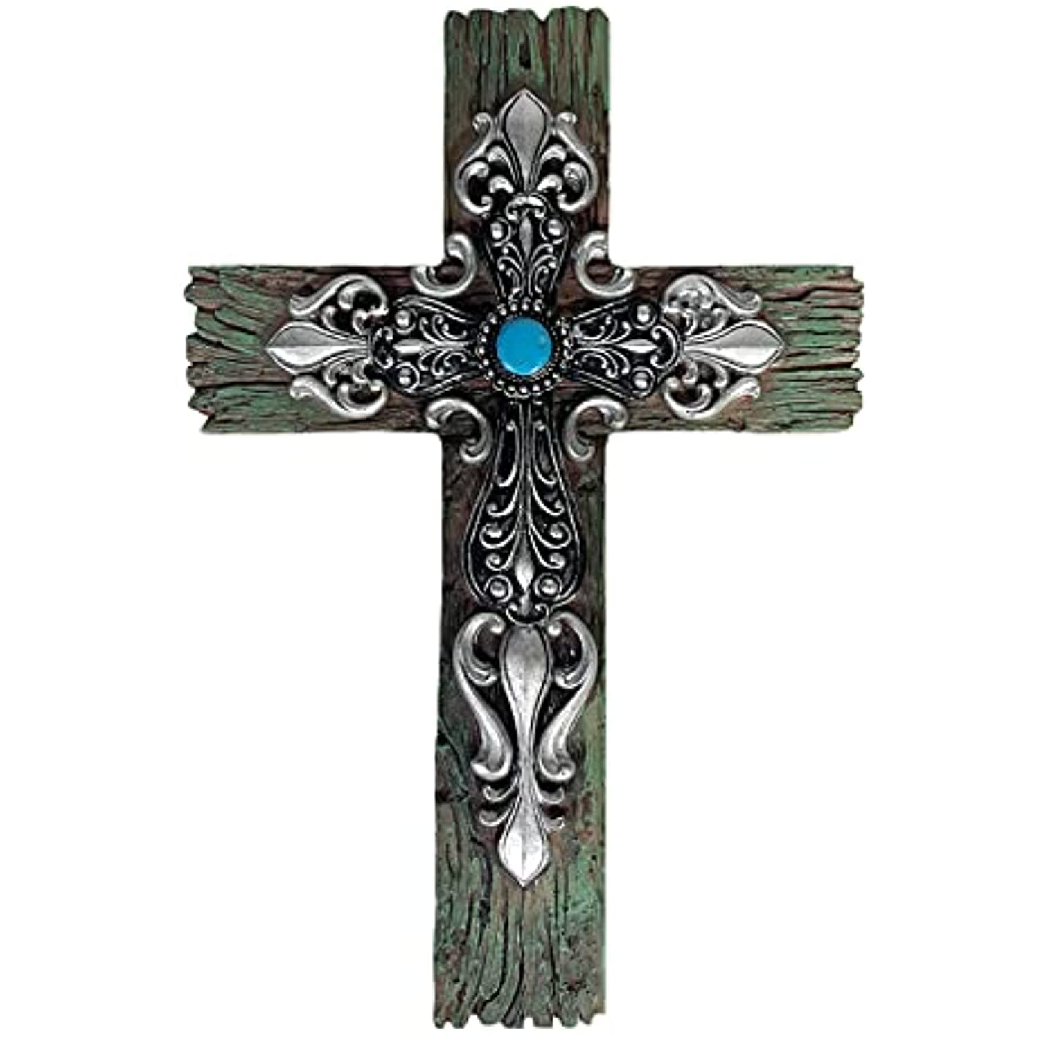 Urbalabs Western Distressed Floral Teal Religious Country Ranch Wall ...