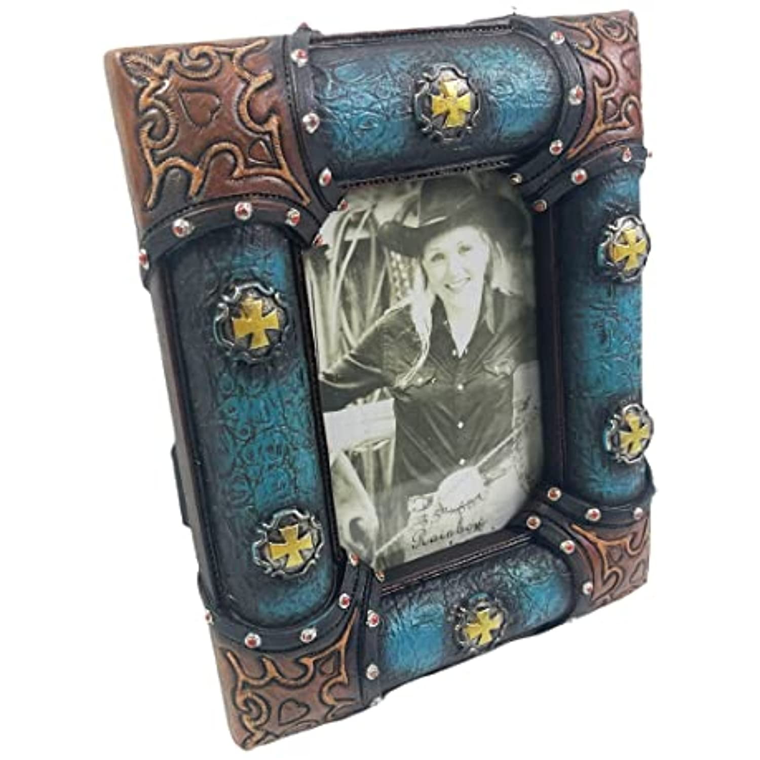 Urbalabs Western Gold Cowboy Cross Teal Rustic Country Cowgirl Decor ...