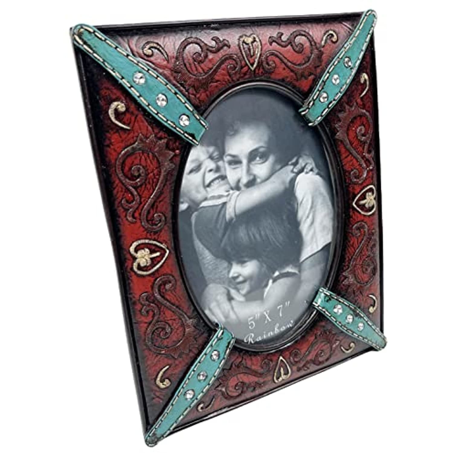 Urbalabs Western Heart Leather Finish 5x7 Studded Cowboy Picture Frame ...