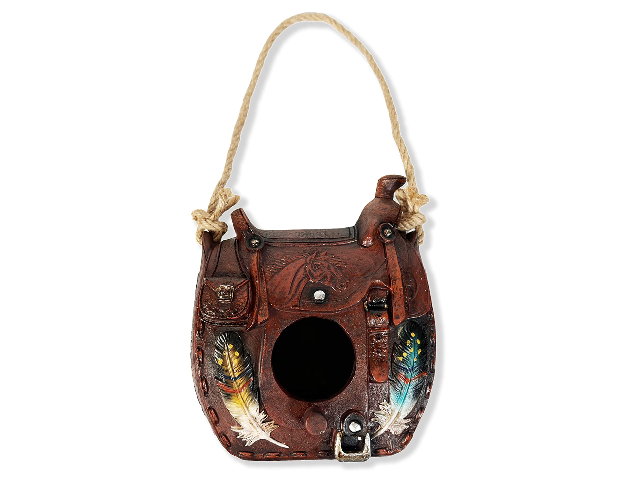 Urbalabs Western Saddle Tribe Feather Bird House Garden Bird Houses ...