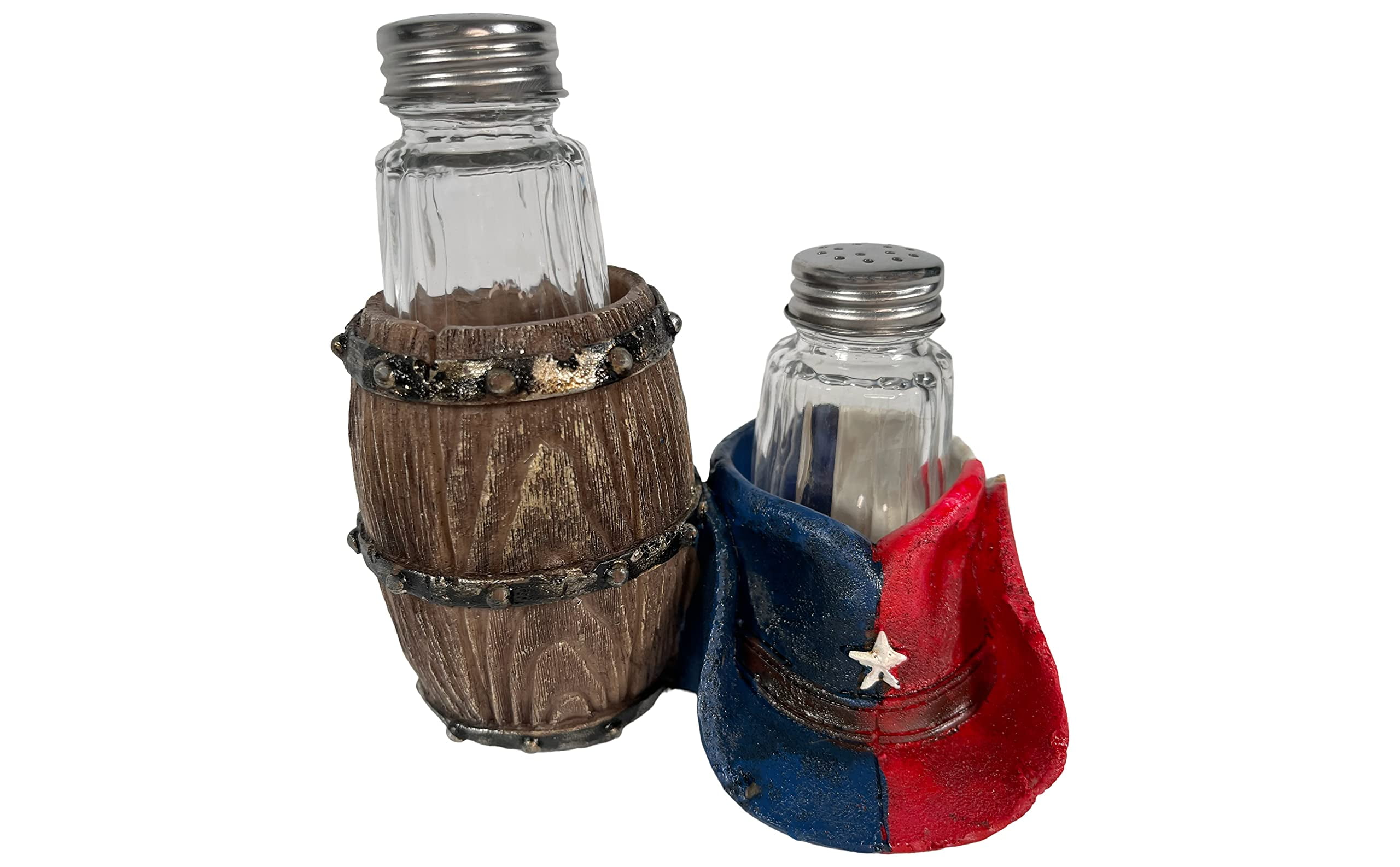 Urbalabs Western Texas Flag Cowboy Hat and Barrel Salt and Pepper ...