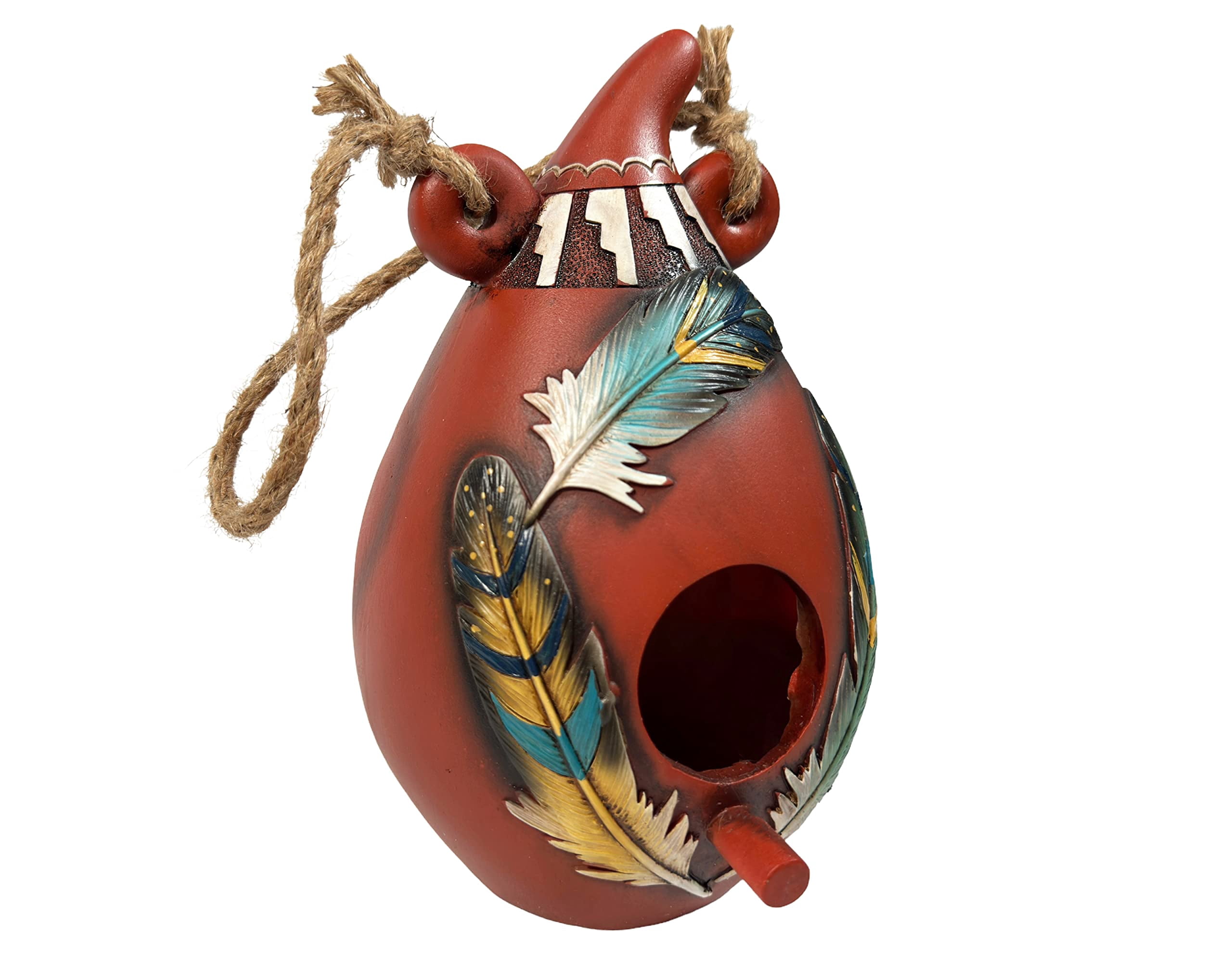 Urbalabs Western Vase Tribe Feather Bird House Garden Bird Houses ...