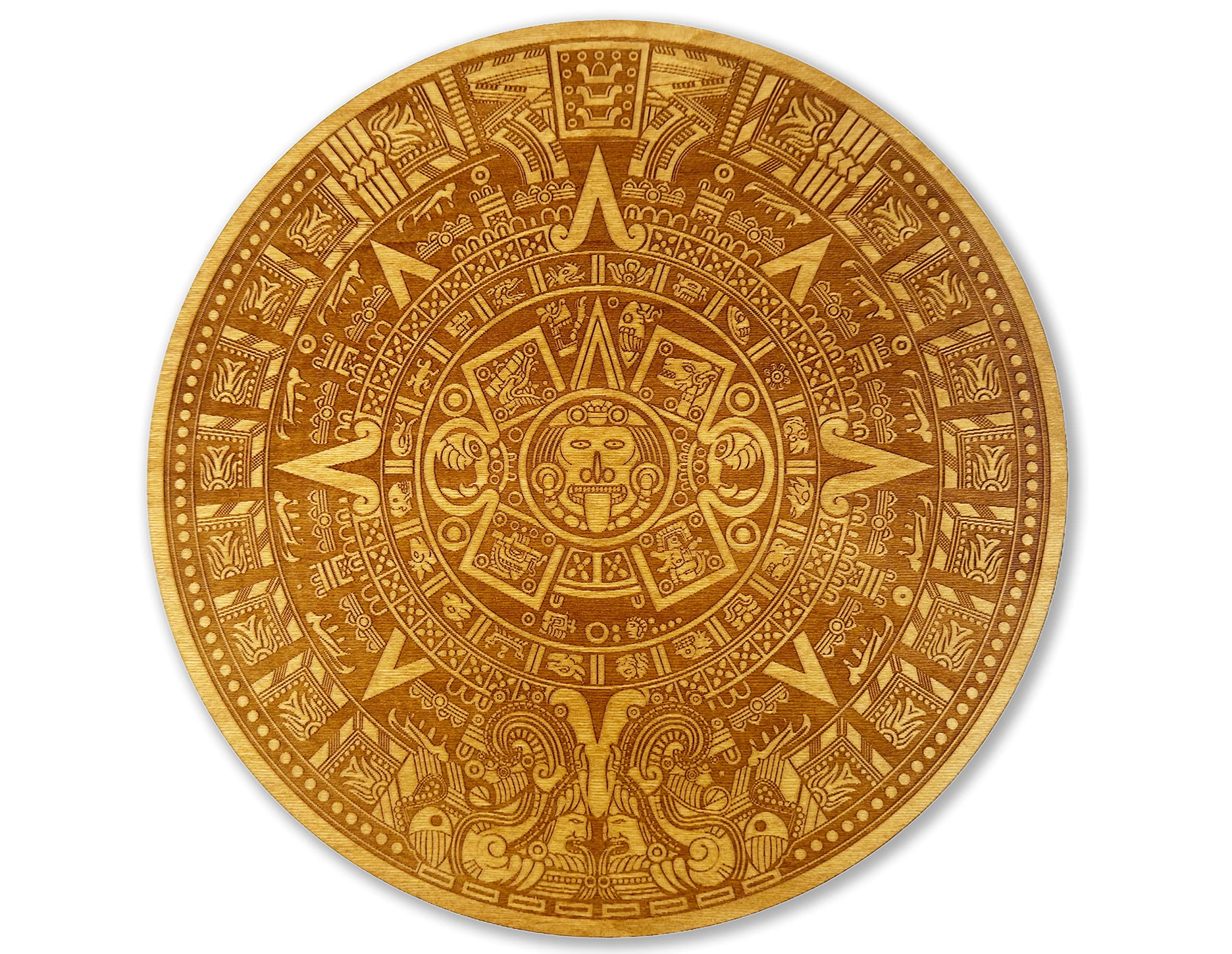 Urbalabs Wood Aztec Calendar Wall Decor 12" Inch Wall Hanging Mexico ...