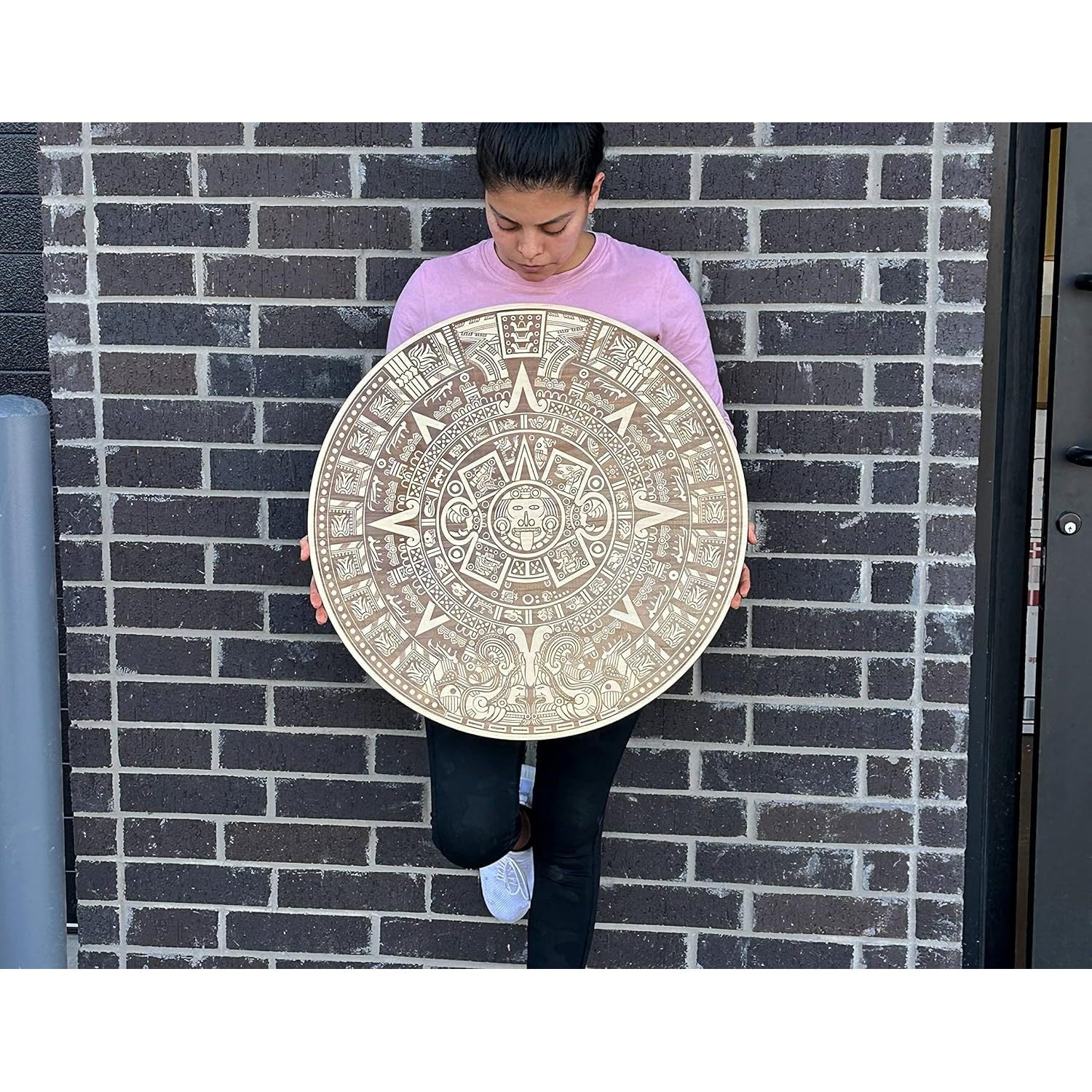 Urbalabs Wood Aztec Calendar Wall Decor 16" Inch Wall Hanging Mexico ...