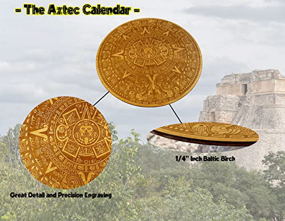 Urbalabs Wood Aztec Calendar Wall Decor 24" Inch Wall Hanging Mexico ...