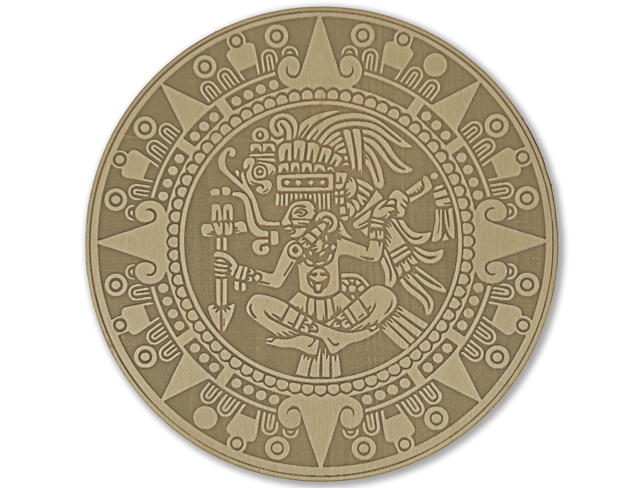 Urbalabs Wood Aztec Mayan Warrior Wall Decor 12" Inch Golden Wall ...