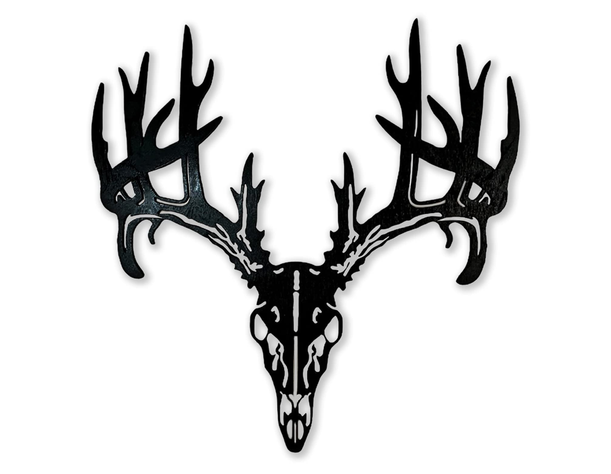 Urbalabs Wooden Deer Head Wall Decor 24" In Black Faux Deer Head Antler ...