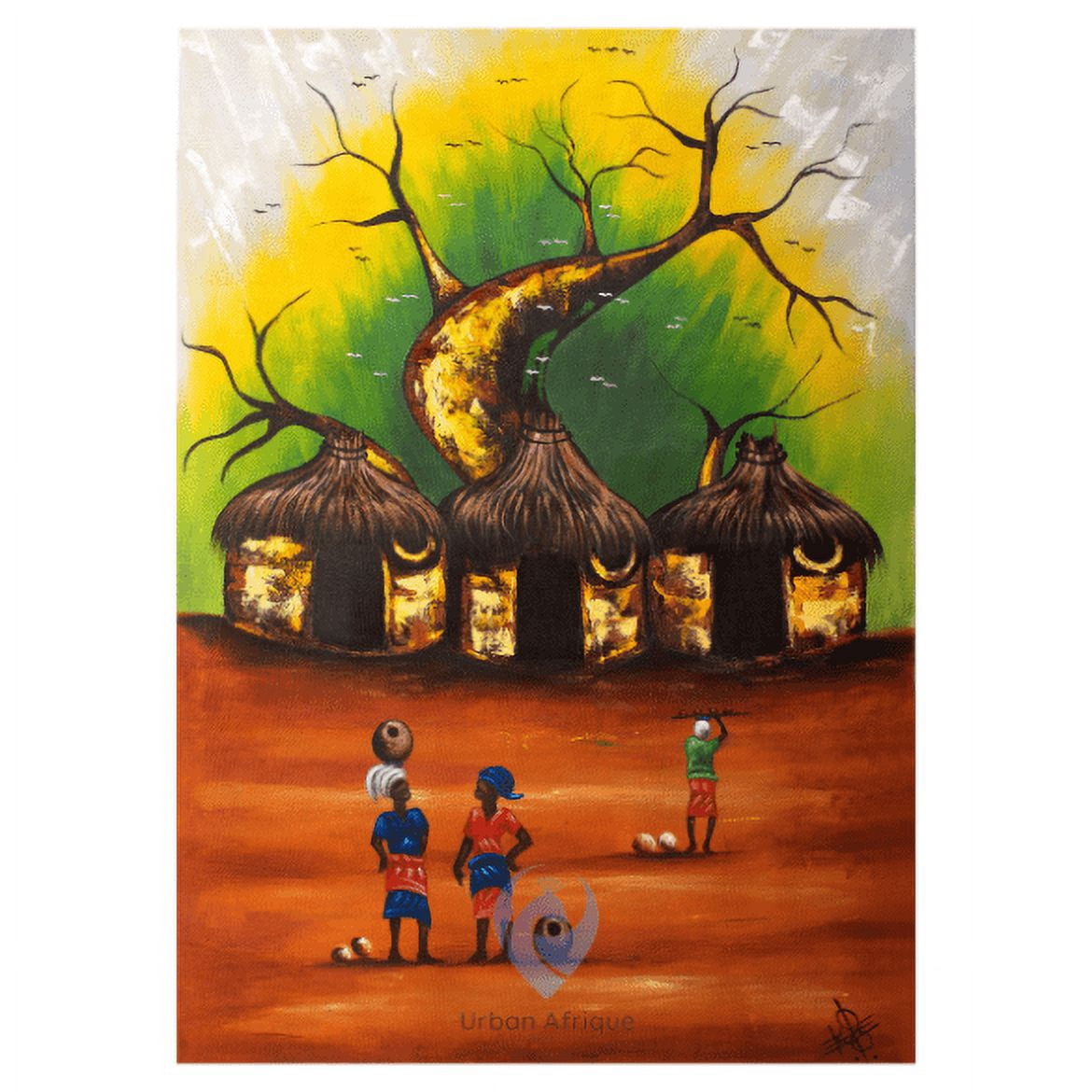 African Village Scene Paintings