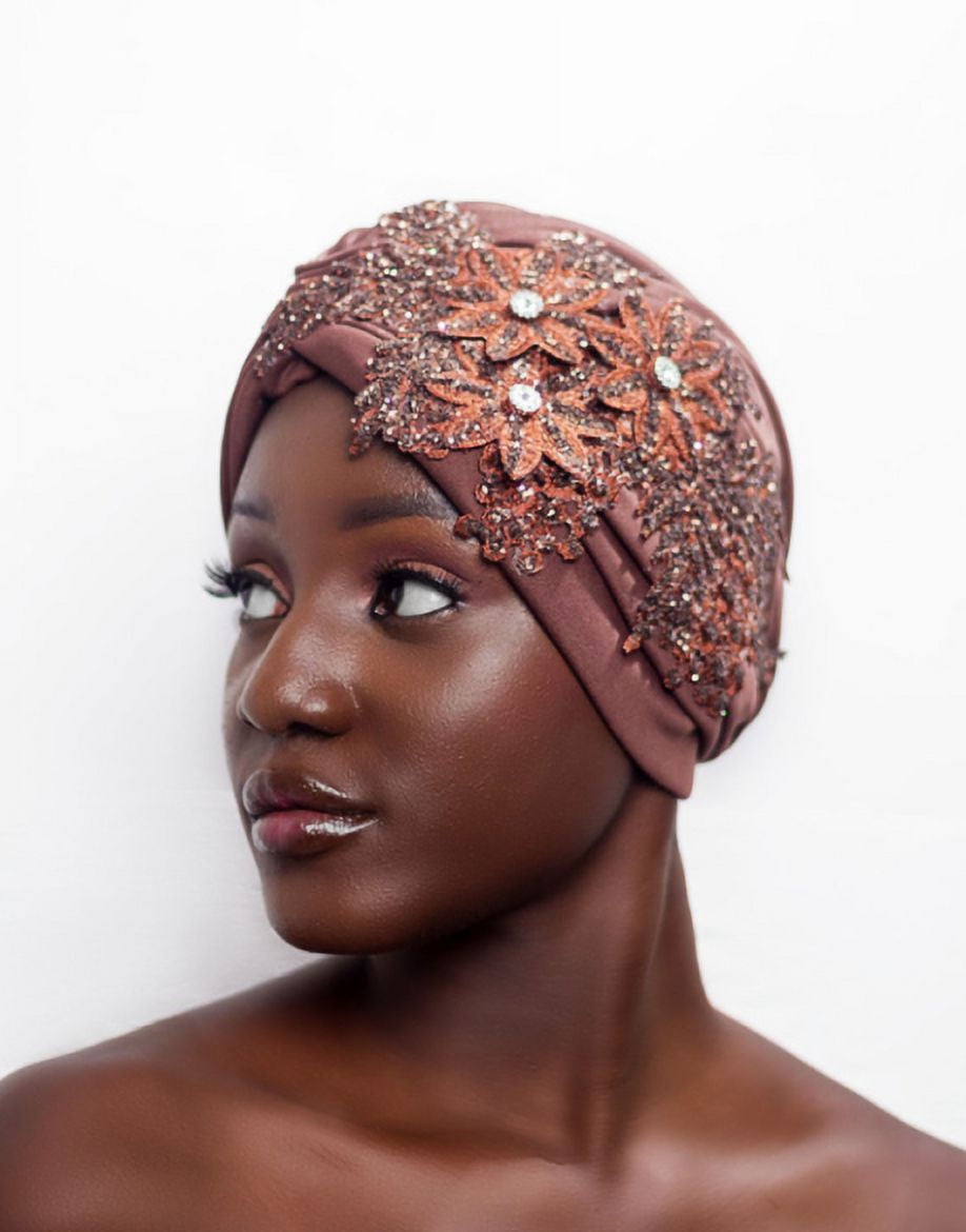 Urban Afrique African Headgear for women, Rhinestone Flower Headgear ...