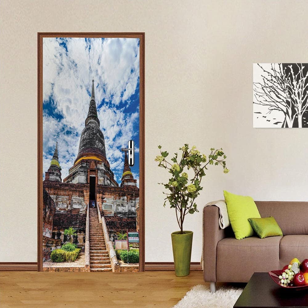 Urban Alley Door Stickers Wallpaper City Landscape Door Sticker Mural ...